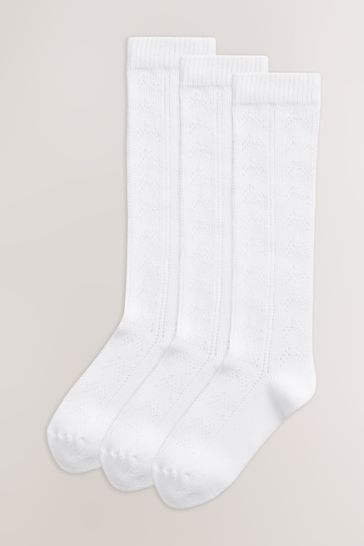 Buy 3 Pack Cotton Rich Pointelle Knee High School Socks from the Next ...
