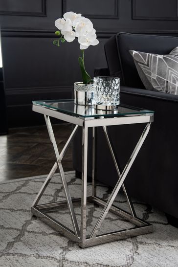 Chrome and glass lamp table store