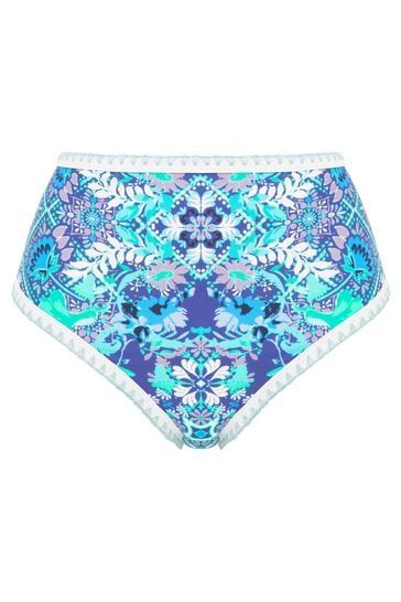 Buy Figleaves Blue Floral Frida High Waist Bikini Bottoms from the Next ...