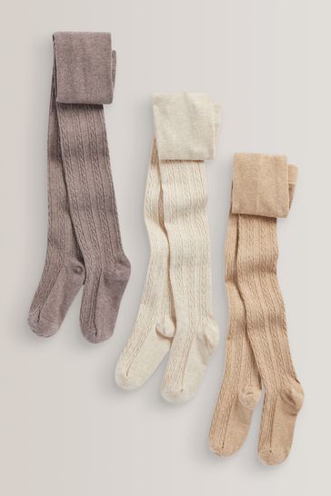 Buy 3 Pack Cotton Rich Cable Tights from Next Australia