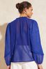 Buy Love & Roses Cobalt Blue Ruffle Sheer Tie Neck Long Sleeve Blouse ...