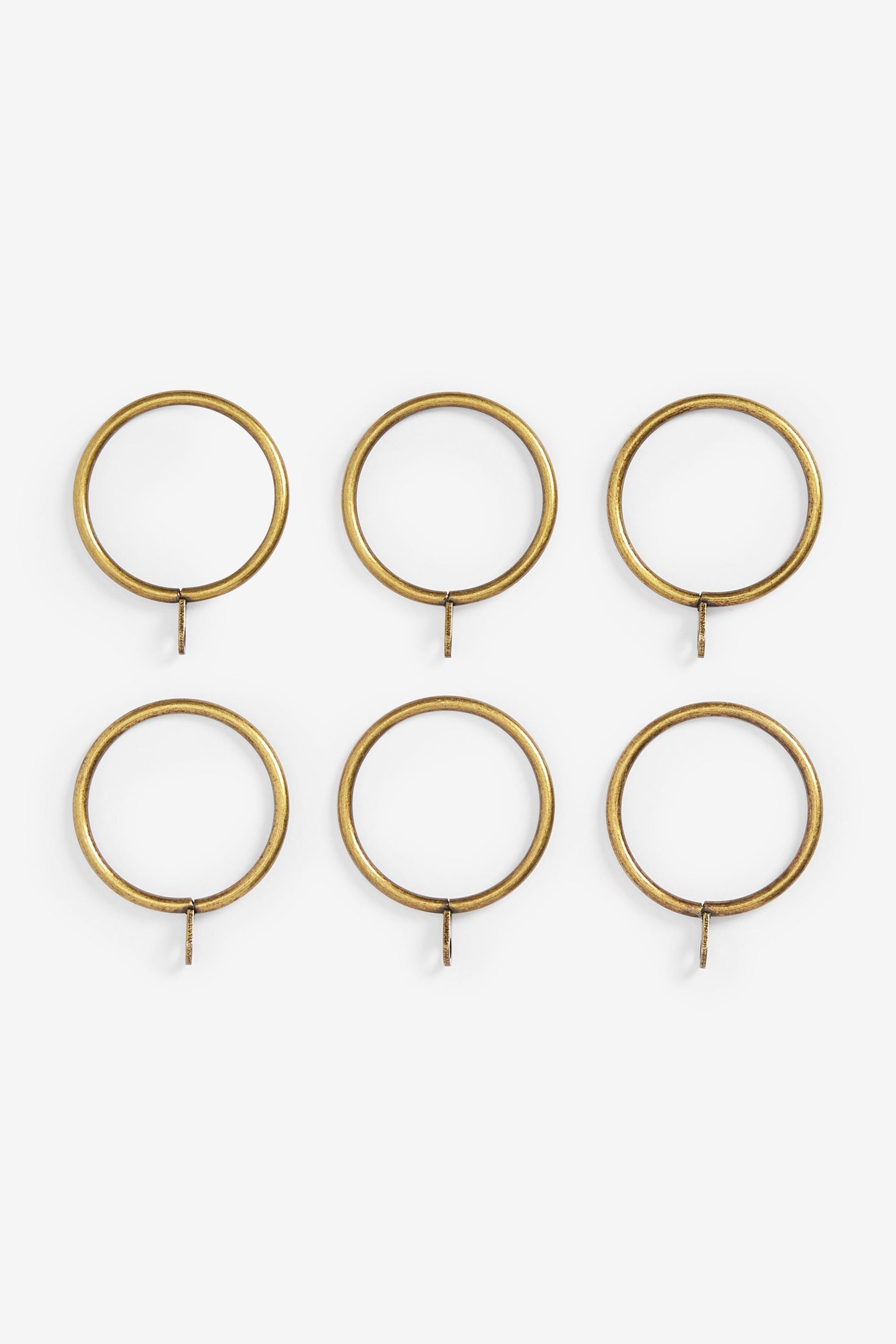 Buy Antique Brass 28mm Diameter Metal Curtain Pole Rings 6 Pack from ...