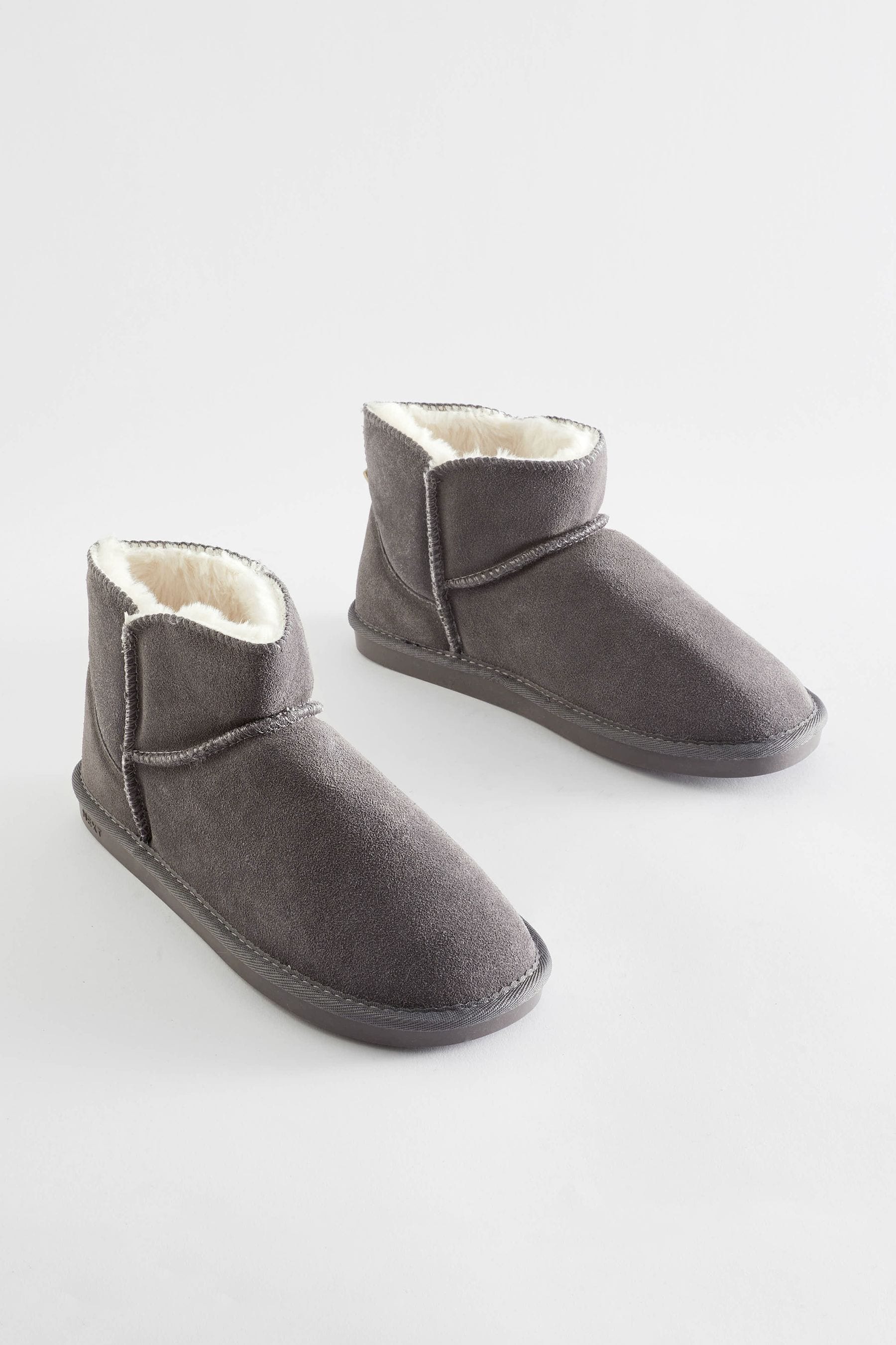Buy Grey Faux Fur Lined Suede Slipper Boots from the Next UK online shop