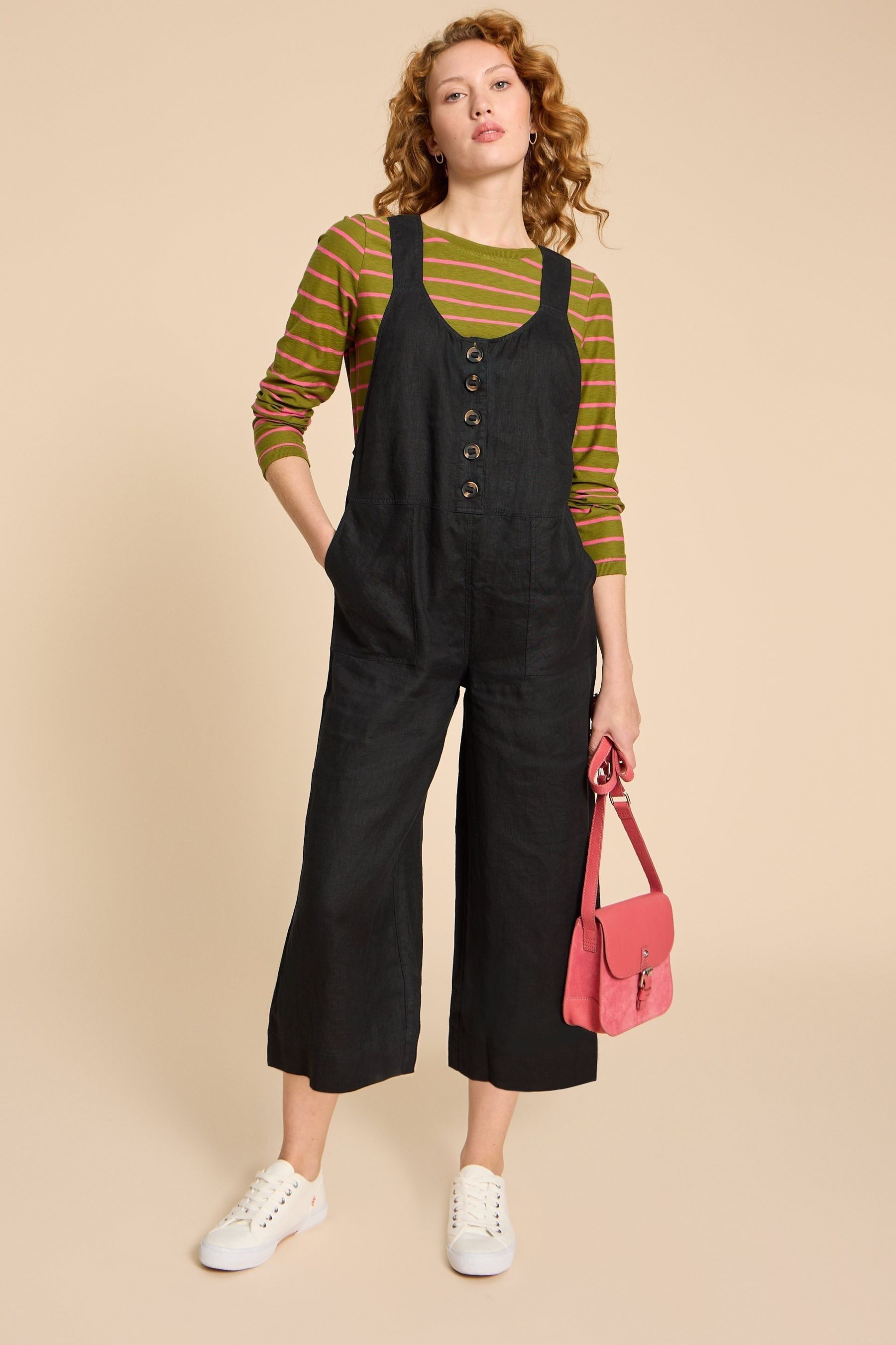Buy White Stuff Black Viola Linen Dungaree from Next USA