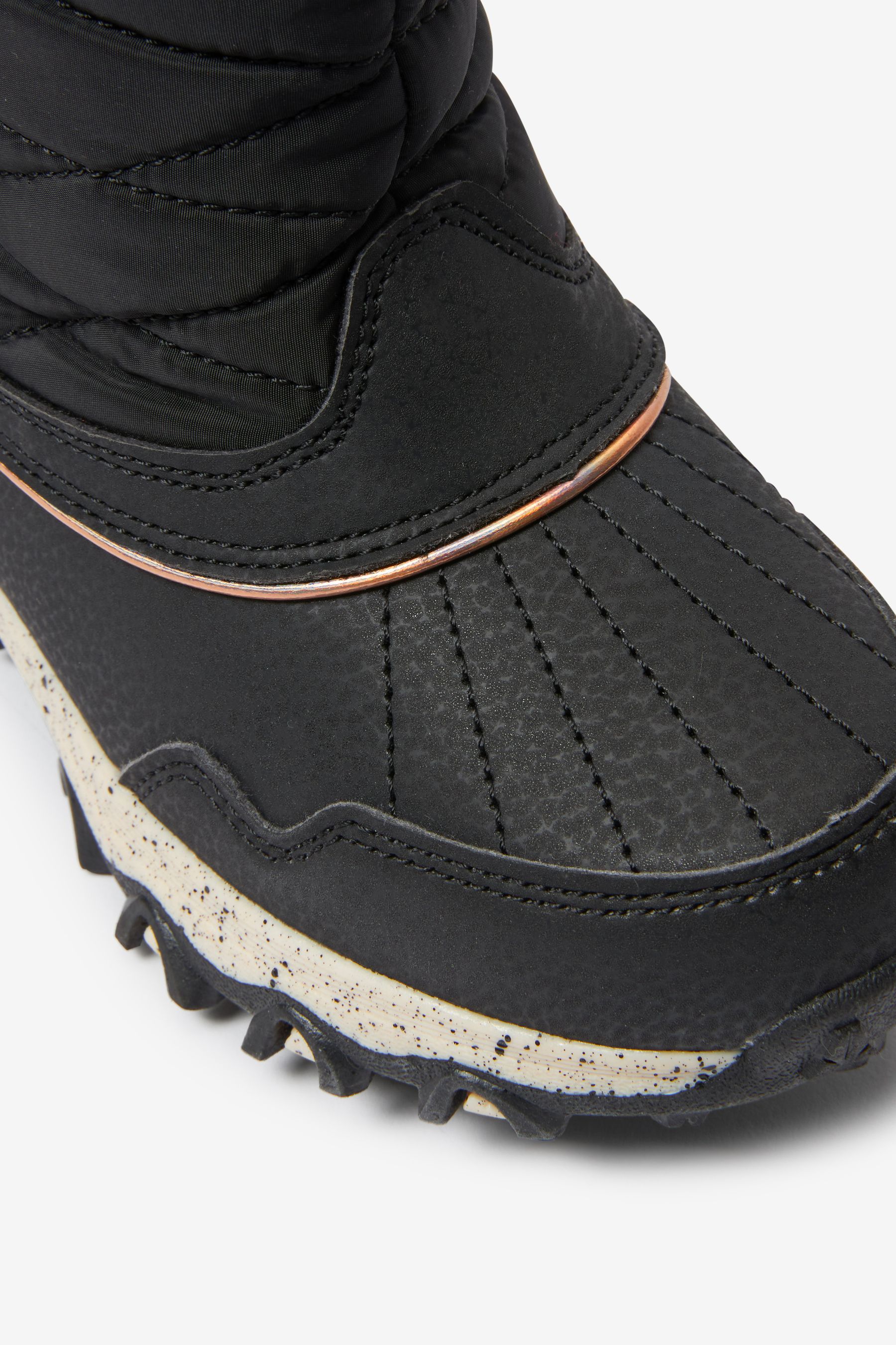 Buy Black/Rose Gold Waterproof Warm Faux Fur Lined Snow Boots from the ...