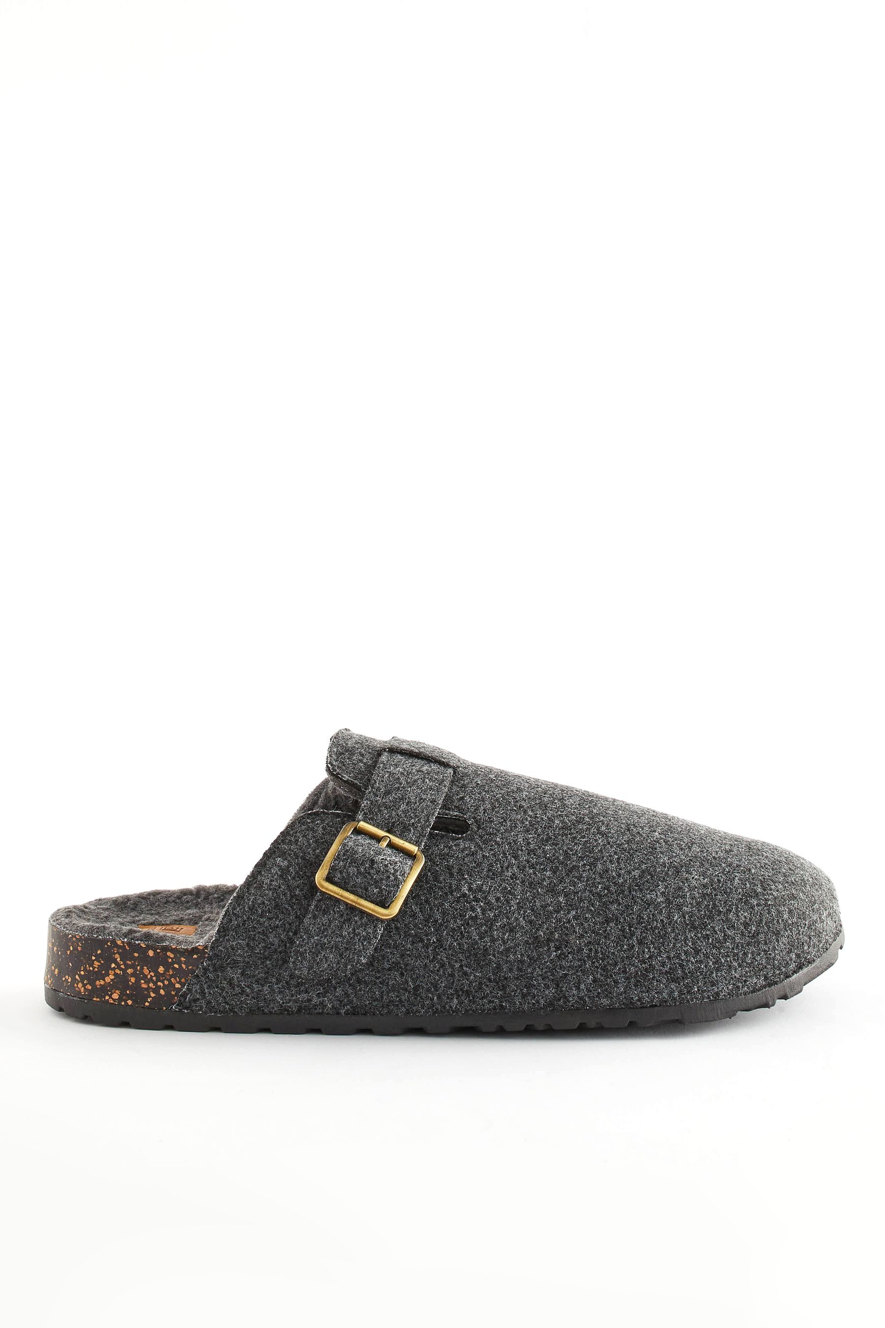 Buy Grey Felt Buckle Mule Slippers from the Next UK online shop