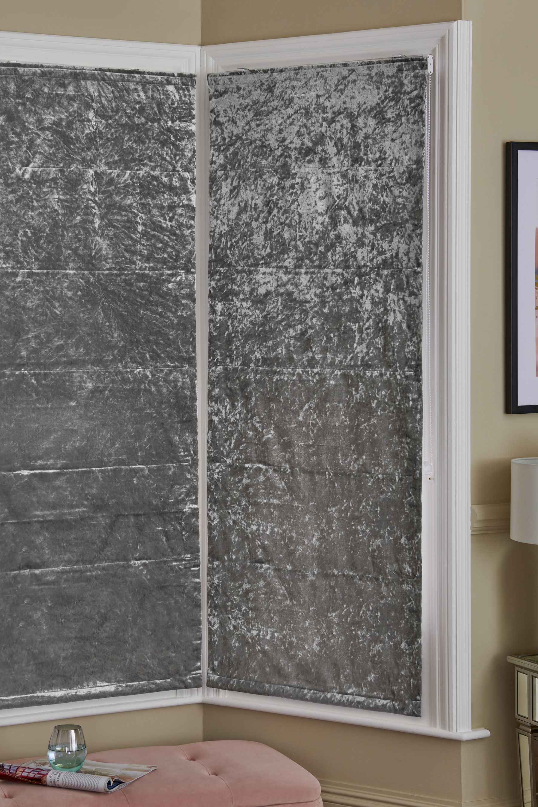Buy Grey Ready Made Crushed Velvet Blind from Next Ireland