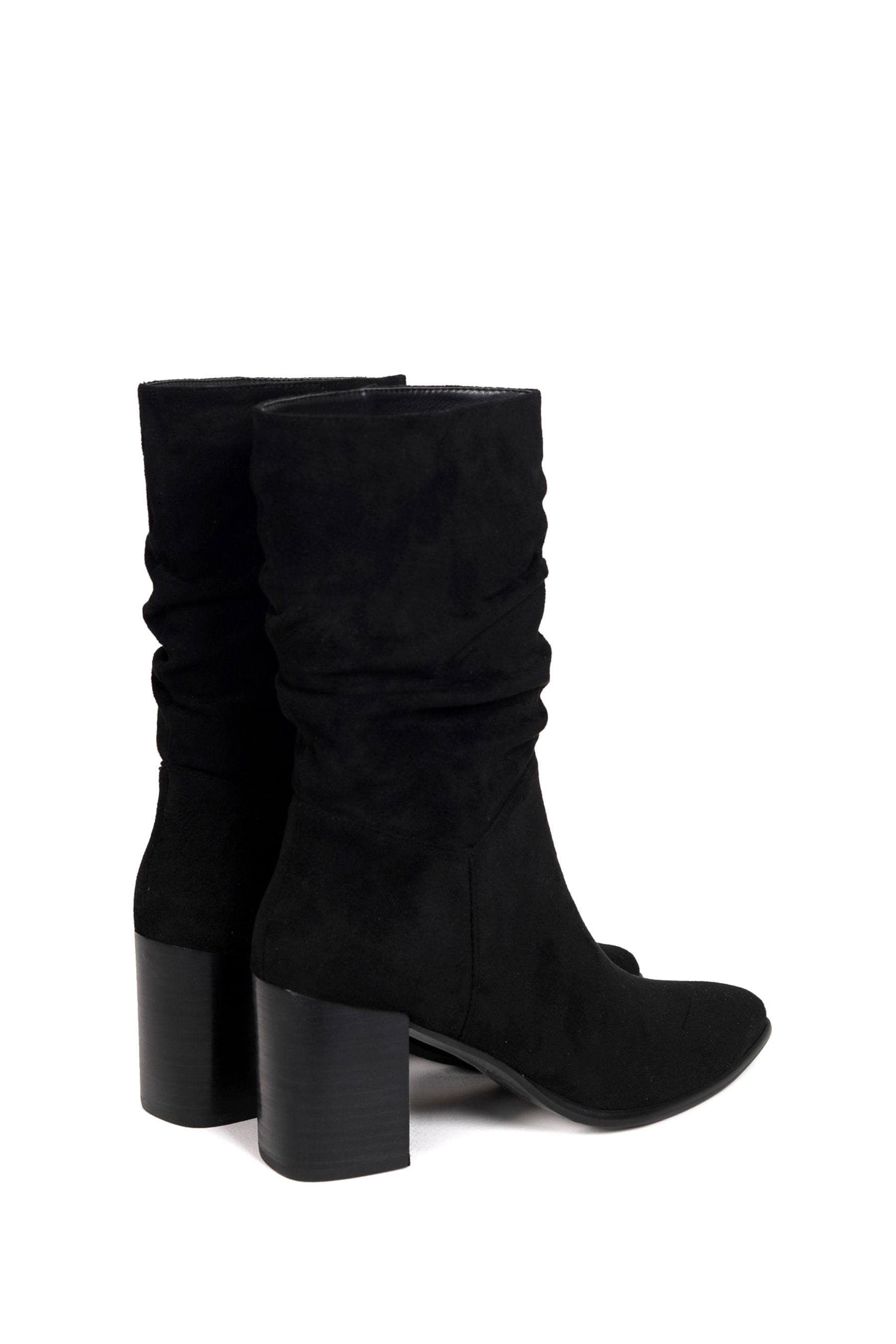 Buy Linzi Black Wisteria Faux Suede Western Style Ruched Boots With ...