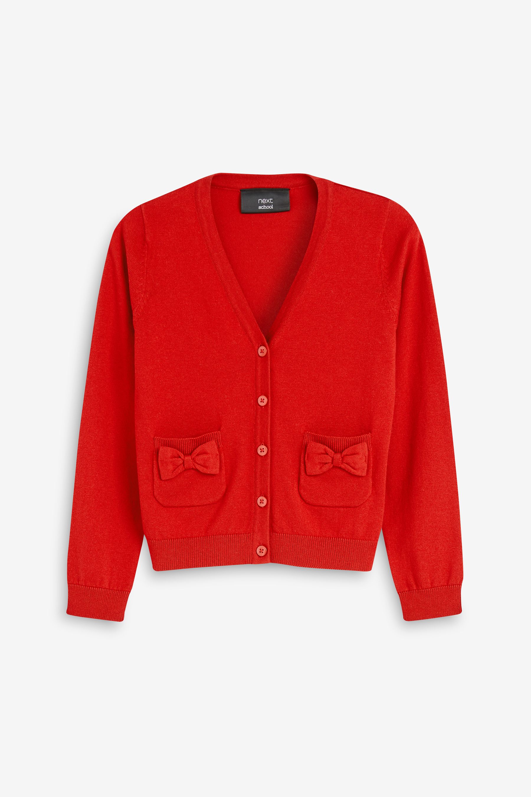 Buy Red Cotton Rich Bow Pocket School Cardigan (3-16yrs) from the Next ...