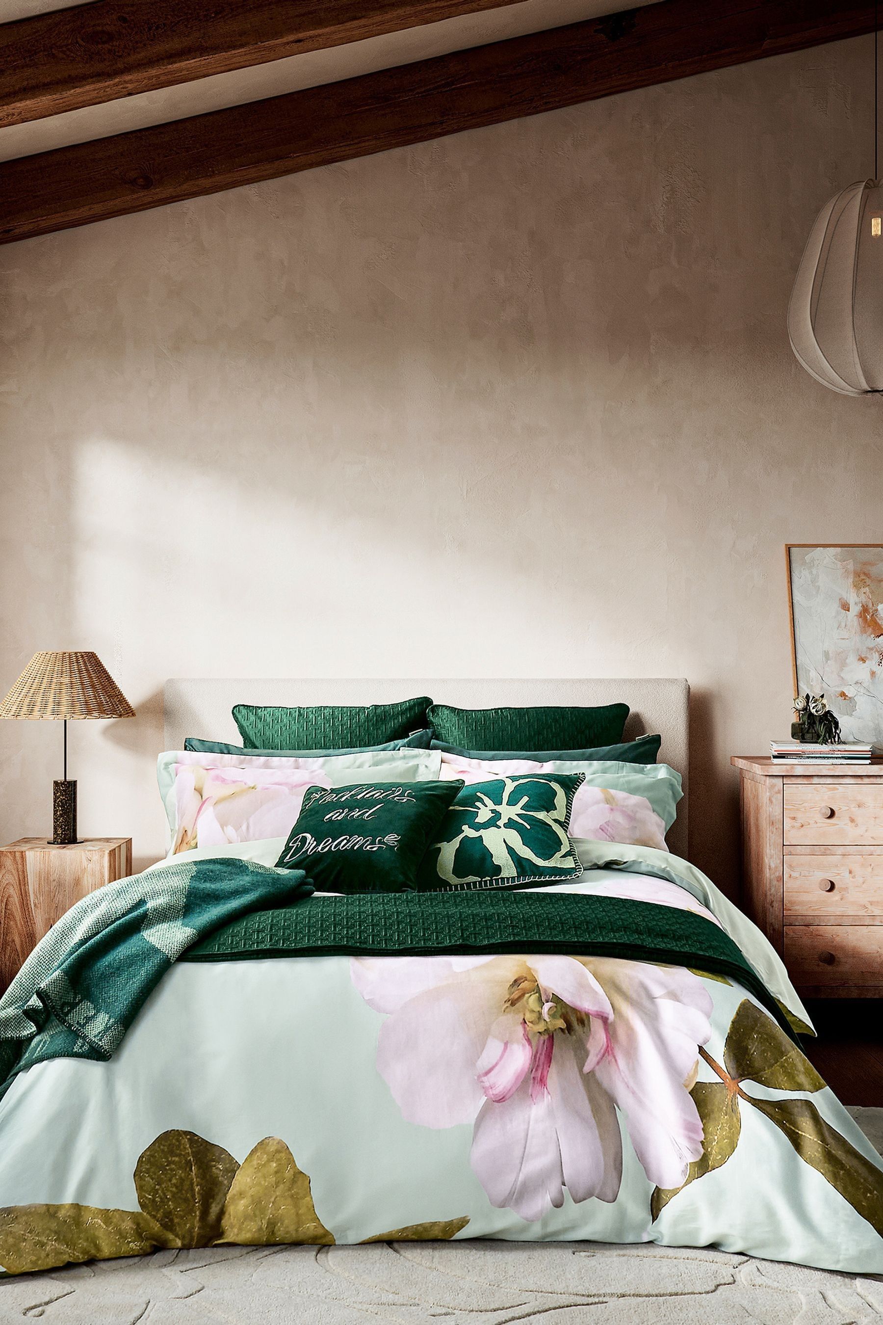 Buy Ted Baker Green 100% Cotton Gardenia Floral Duvet Cover and ...