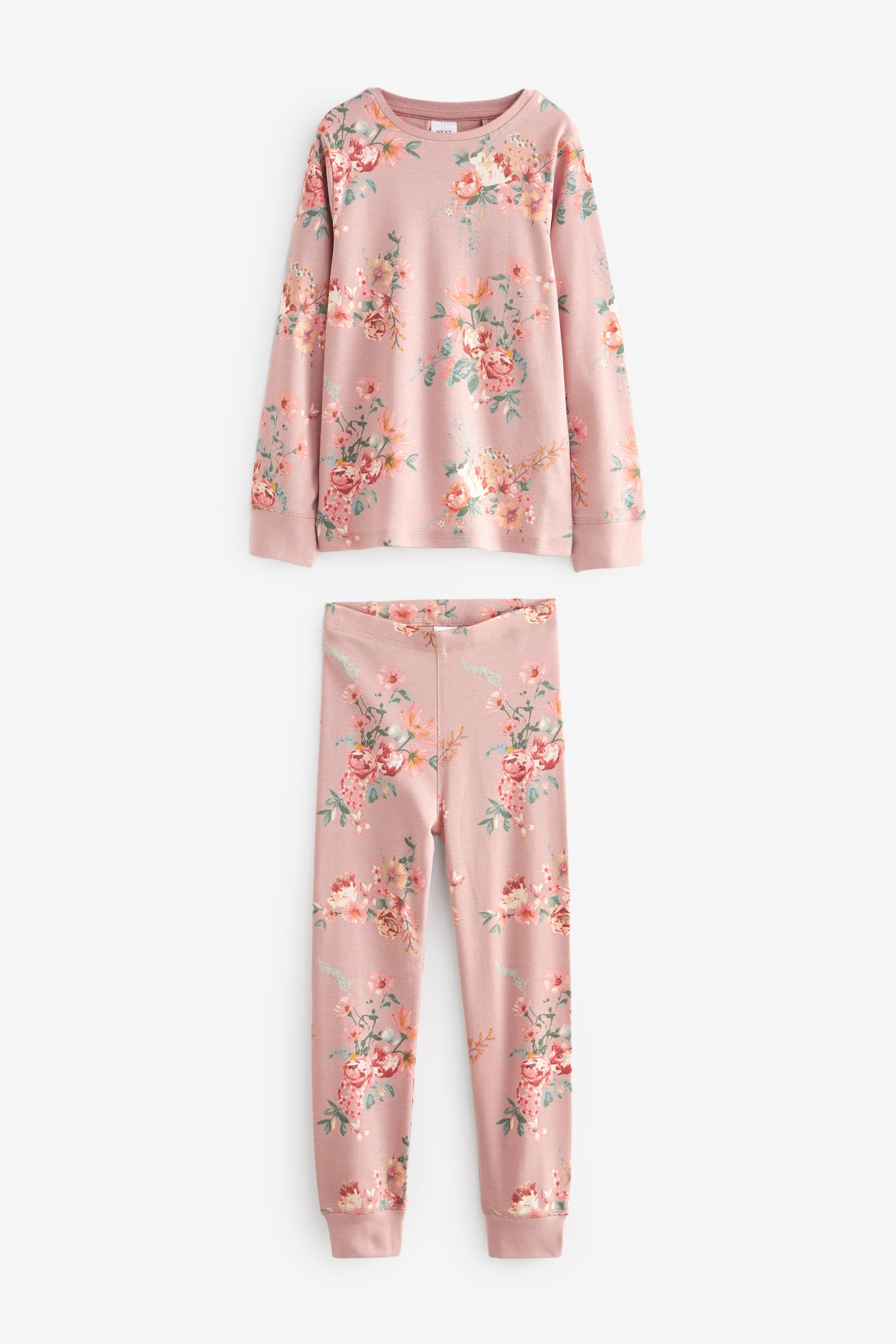 Buy Pink/Blue/Ecru Cream Floral Pyjamas 3 Pack (9mths-16yrs) from Next ...