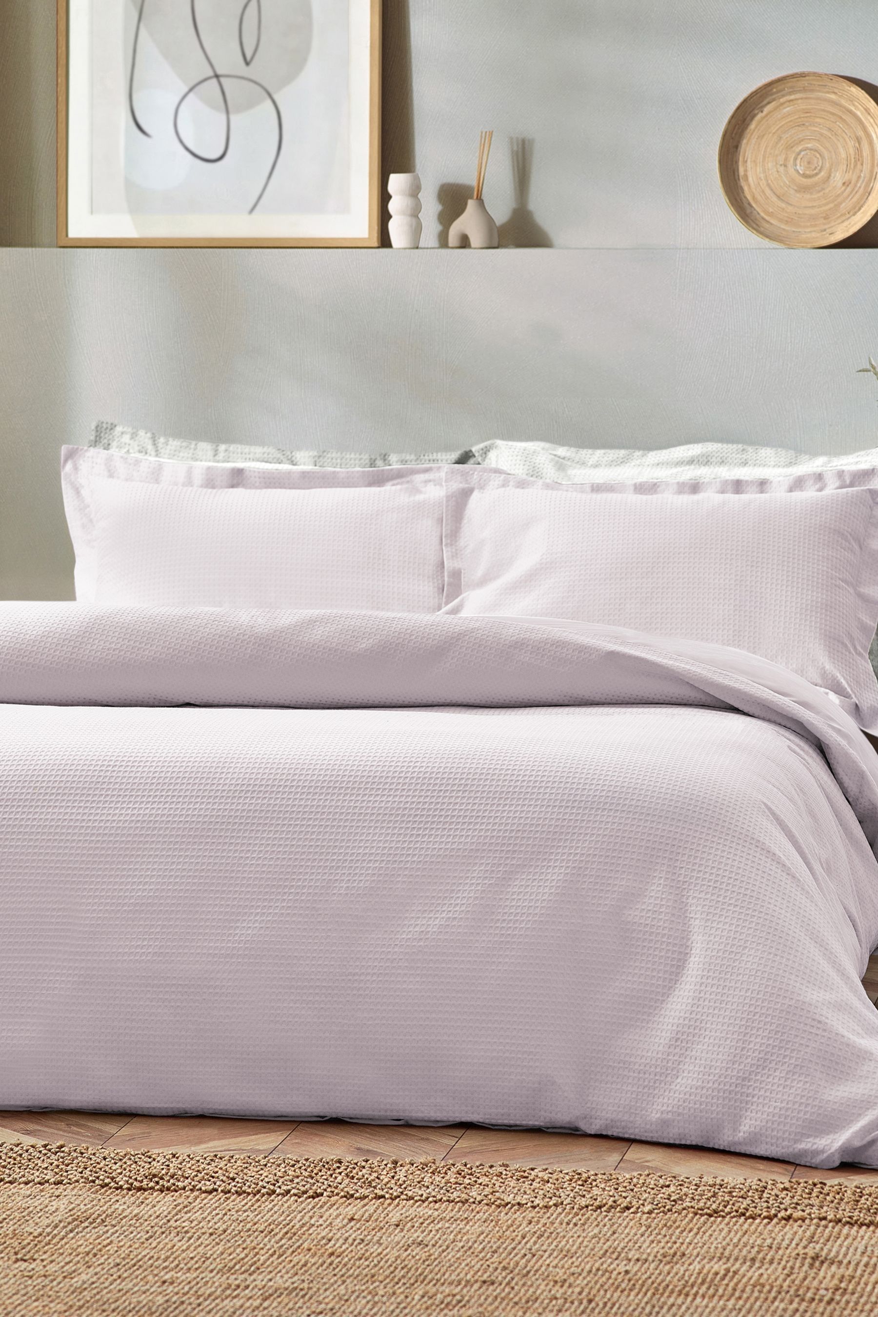 Buy Yard Blush Pink Waffle Textured 100% Cotton Duvet Cover Set from ...