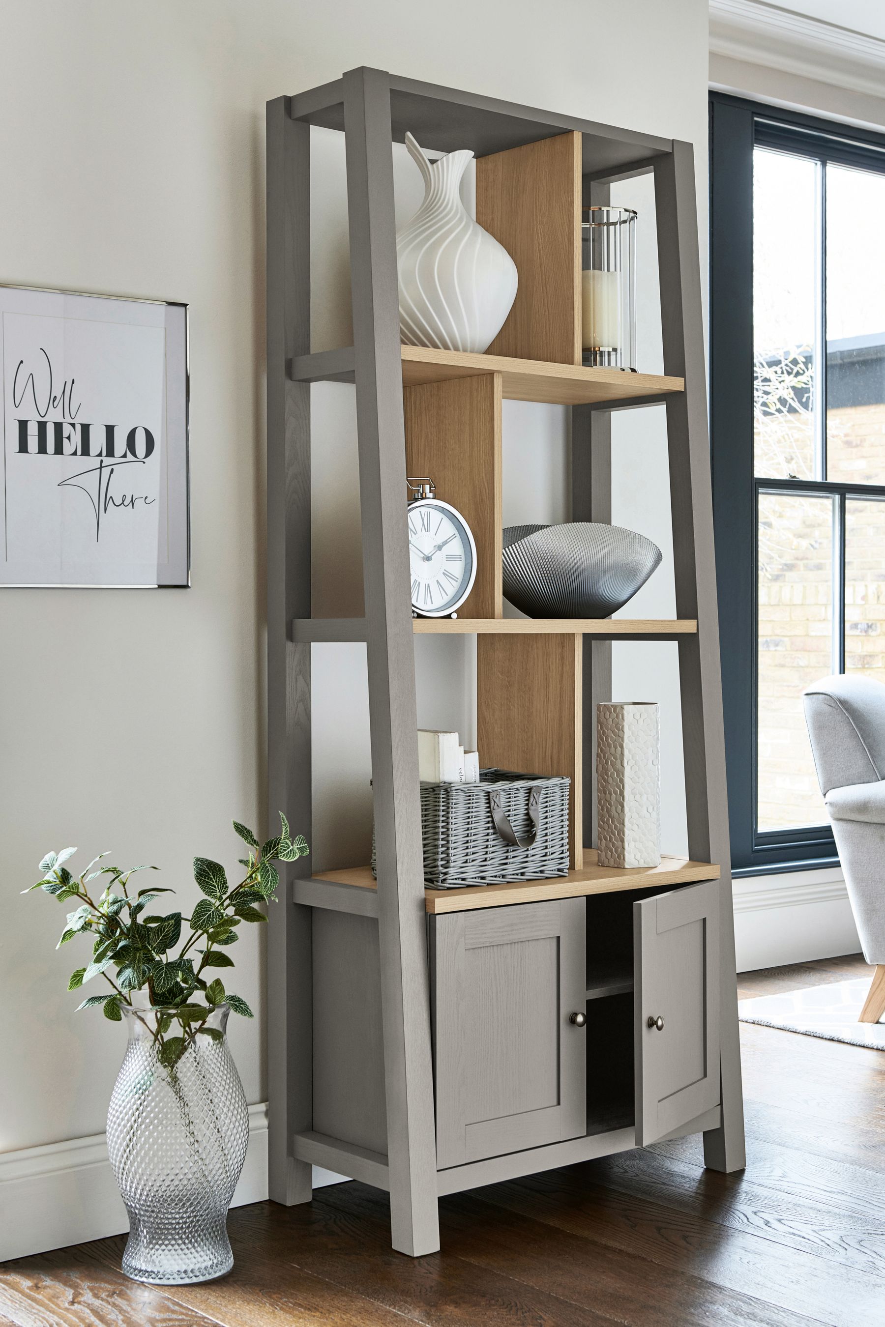 Buy Dove Grey Malvern Oak Effect Storage Ladder Shelf from Next Ireland