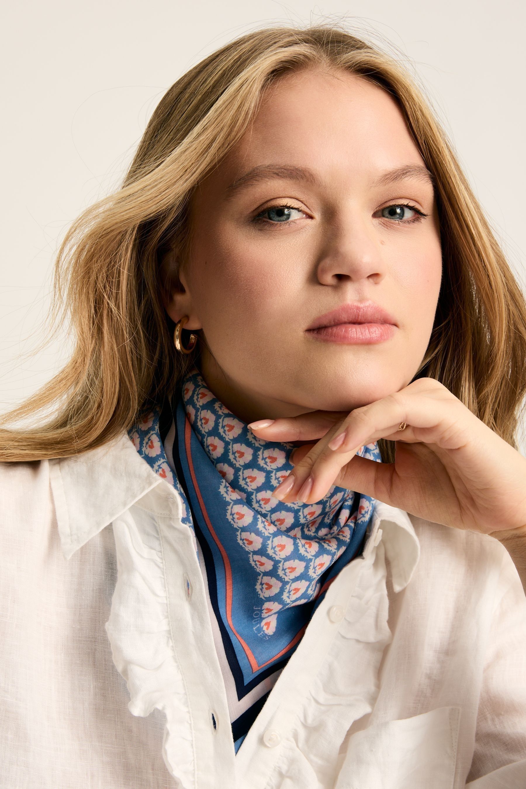 Buy Joules Kensington Blue & Pink Cotton Square Scarf from the Next UK ...