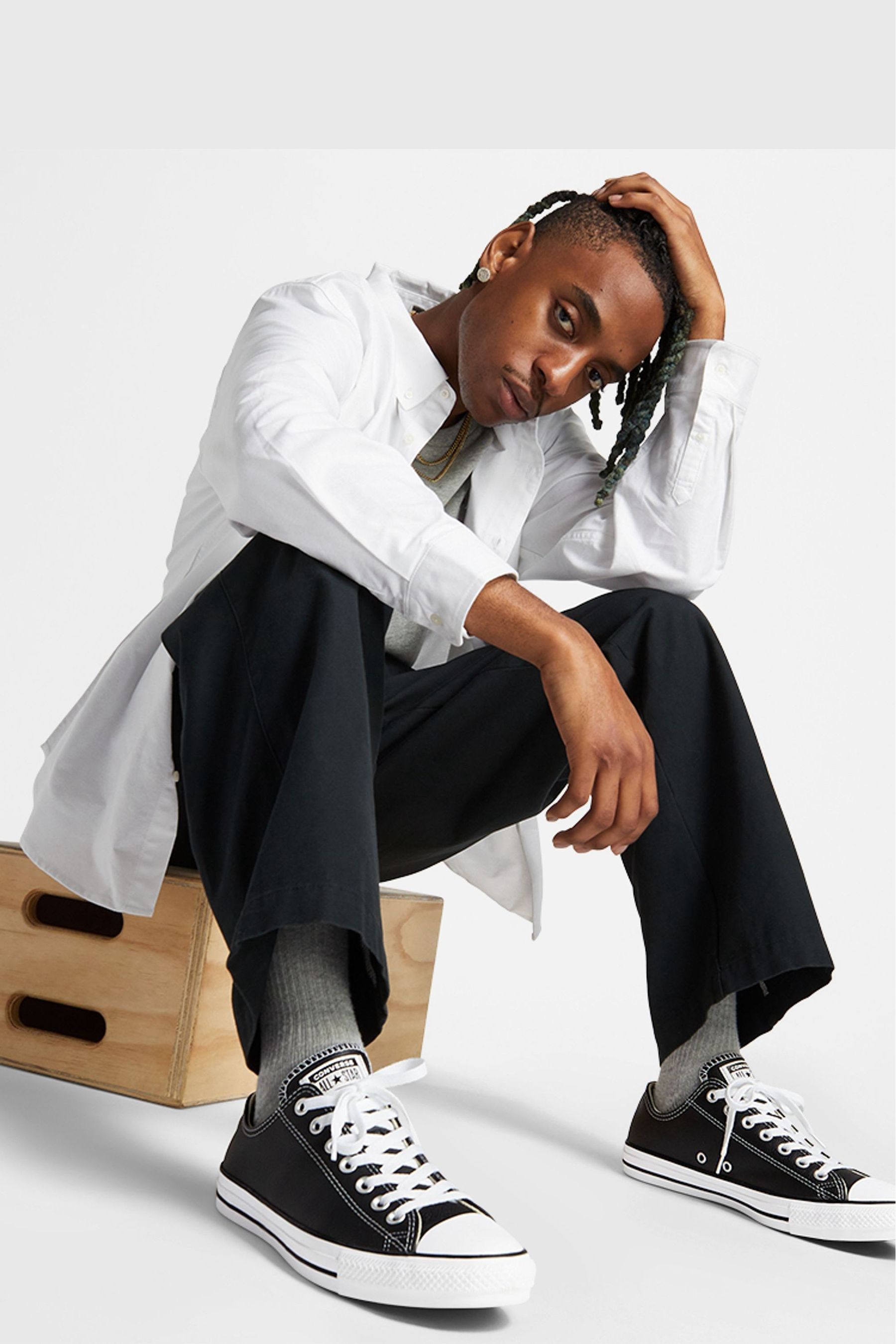 Buy Converse Black Leather Ox Trainers from the Next UK online shop