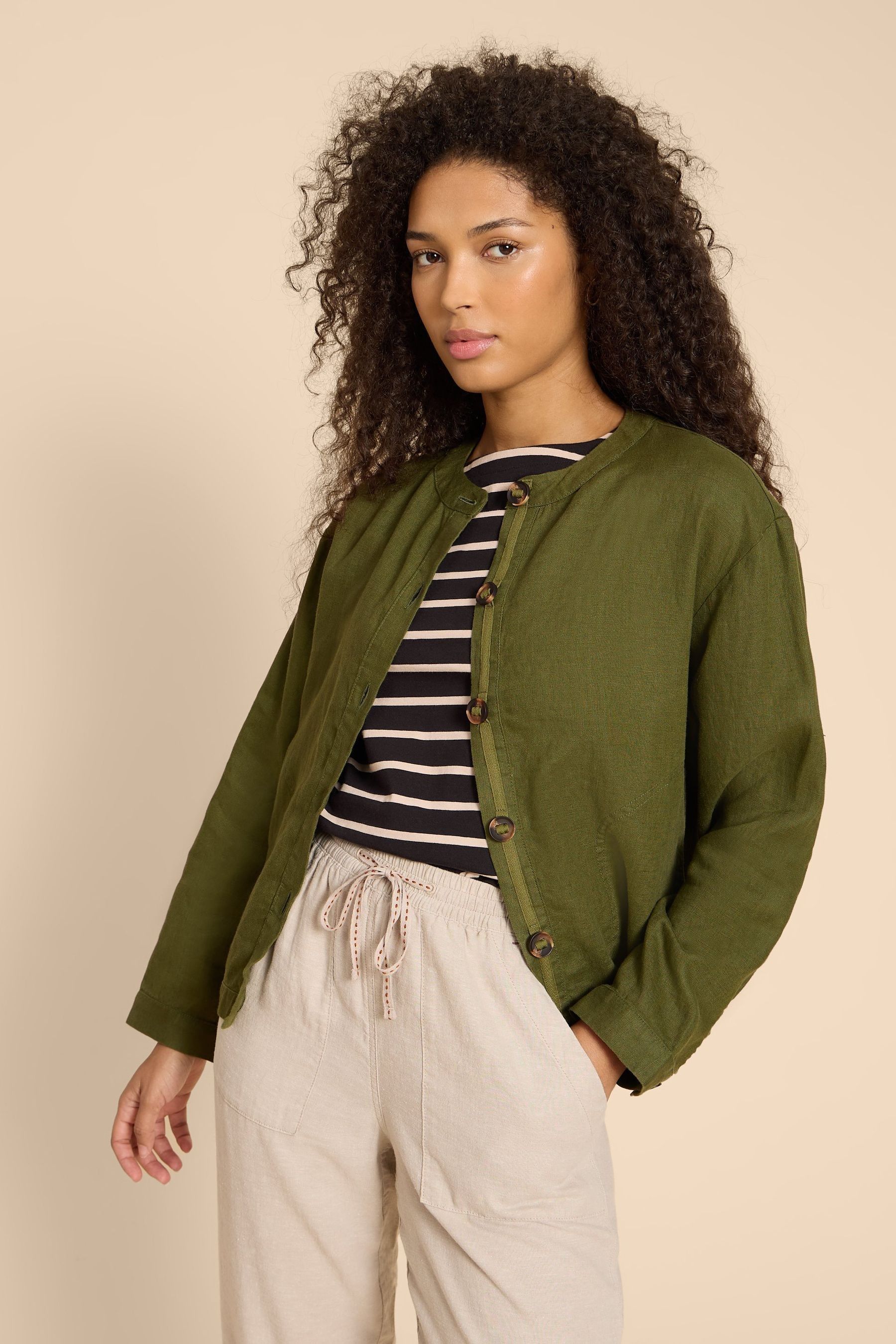Buy White Stuff Green Adele Linen Jacket from the Next UK online shop