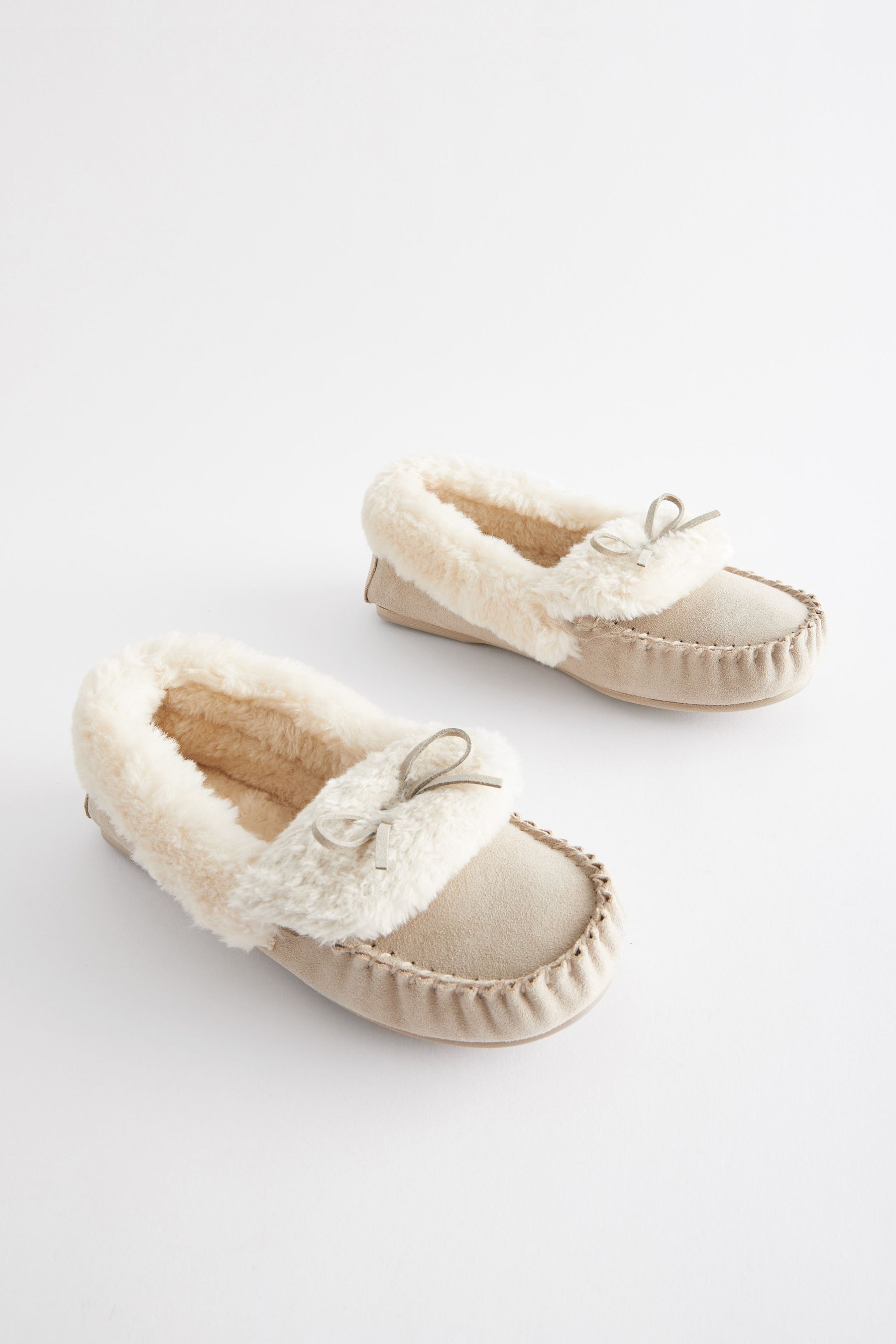 Buy Stone Suede Moccasin Slippers from the Next UK online shop