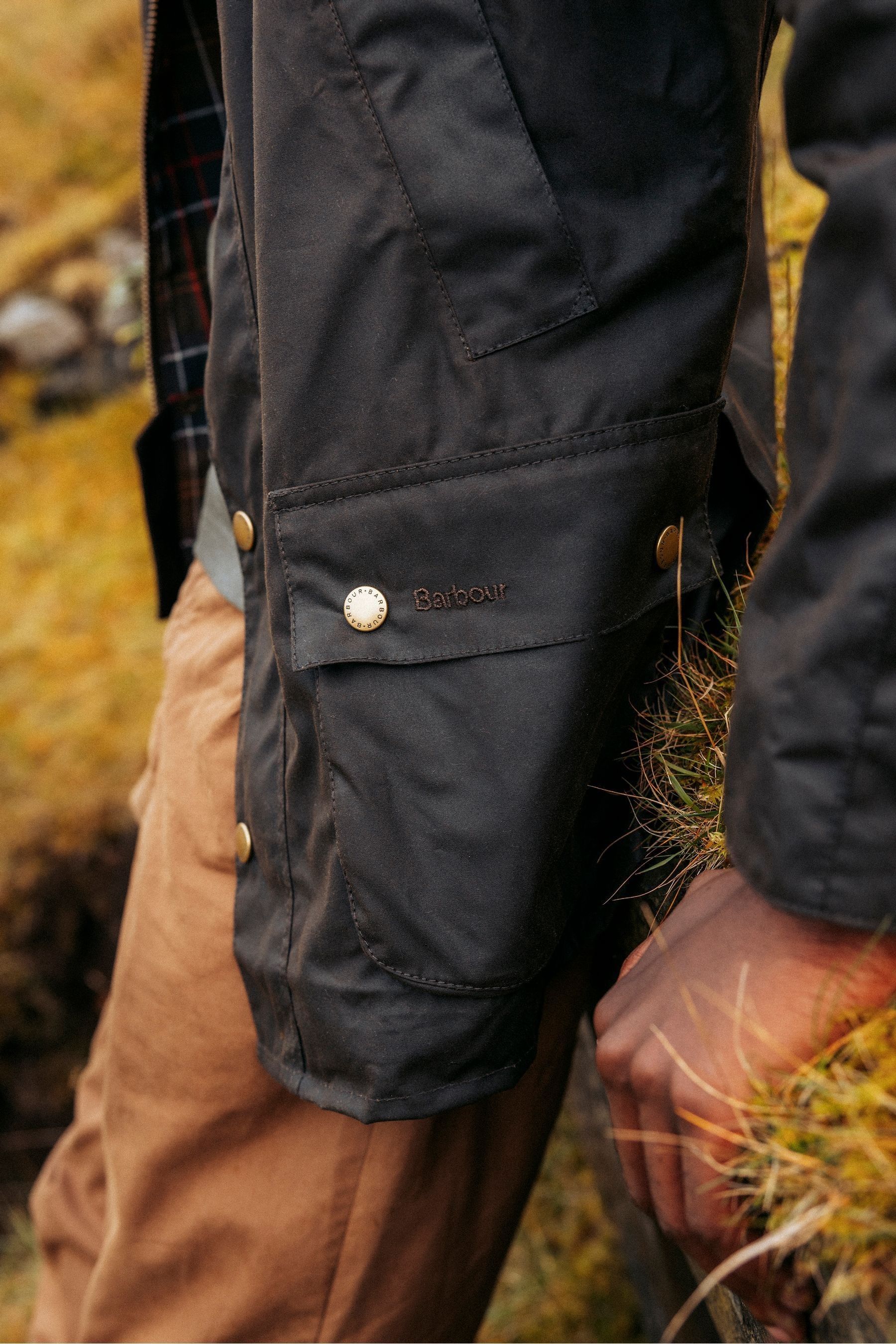 Buy Barbour® Khaki Green Ashby Waxed Jacket from the Next UK online shop