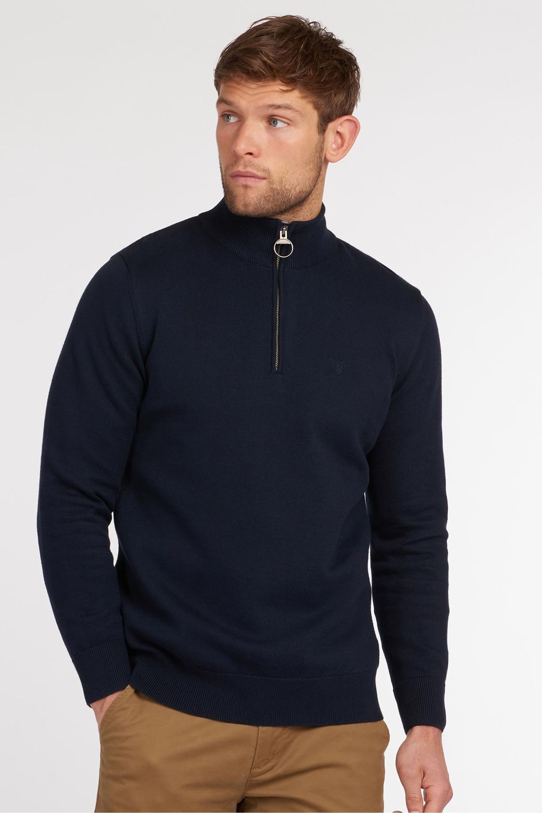 Buy Barbour® Navy 100% Cotton Quarter Zip Jumper from the Next UK ...