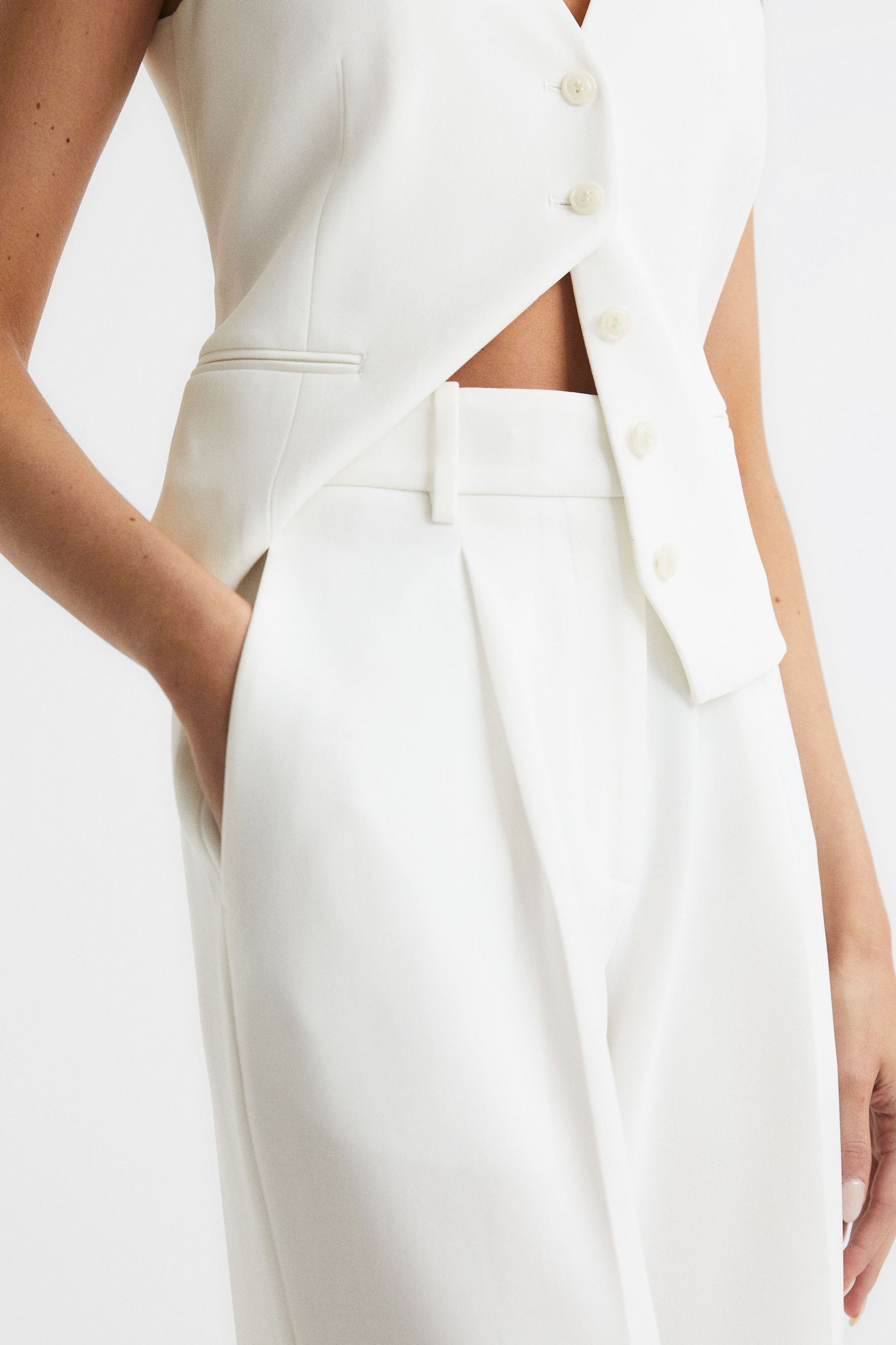 Buy Reiss White Tatum Crepe Wide Leg Trousers from the Next UK online shop