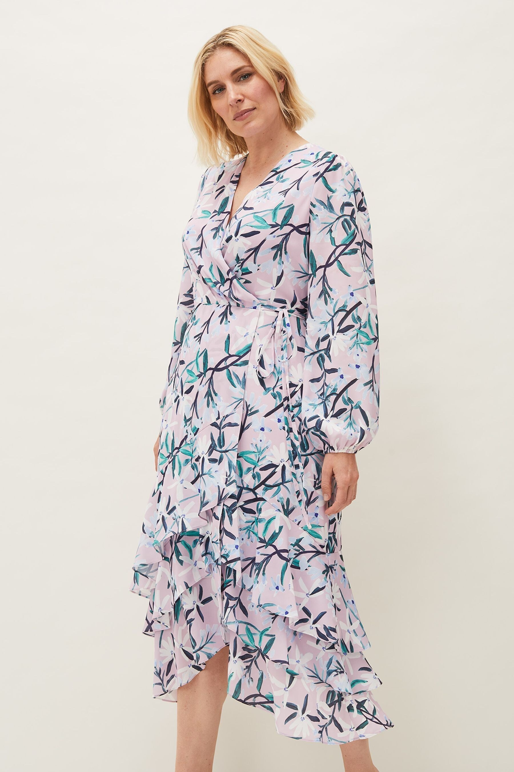 Buy Phase Eight Purple Jenna Floral Frill Dress from the Aubin online shop