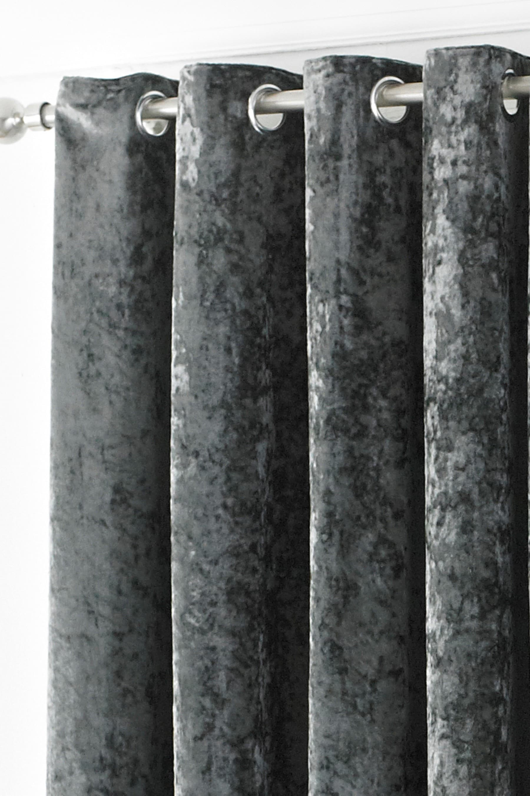 Buy Riva Paoletti Pewter Grey Verona Crushed Velvet Eyelet Curtains ...