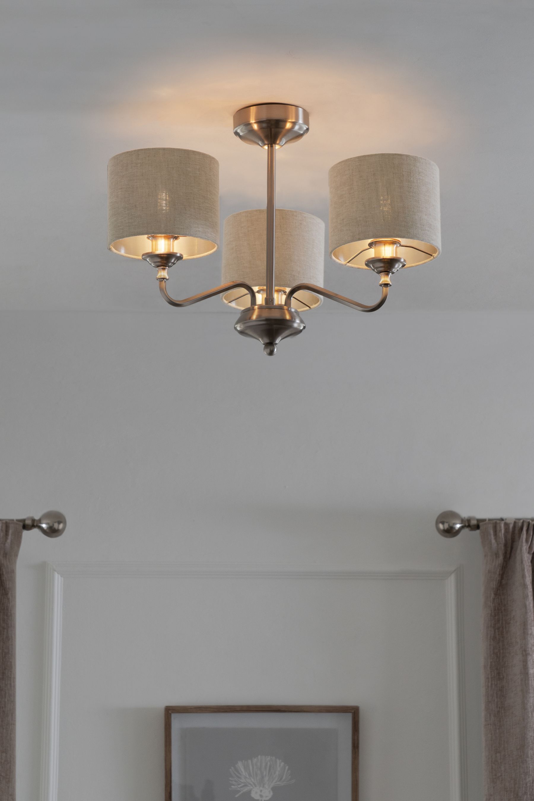 Buy Brushed Chrome Burford 3 Light Chandelier Ceiling Light from Next ...