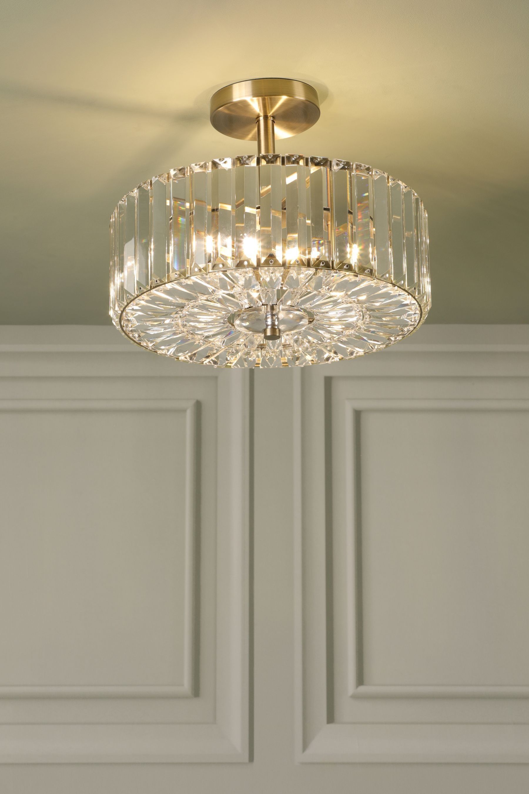 Buy Laura Ashley Antique Brass Fernhurst Semi Flush 3 Light Ceiling ...