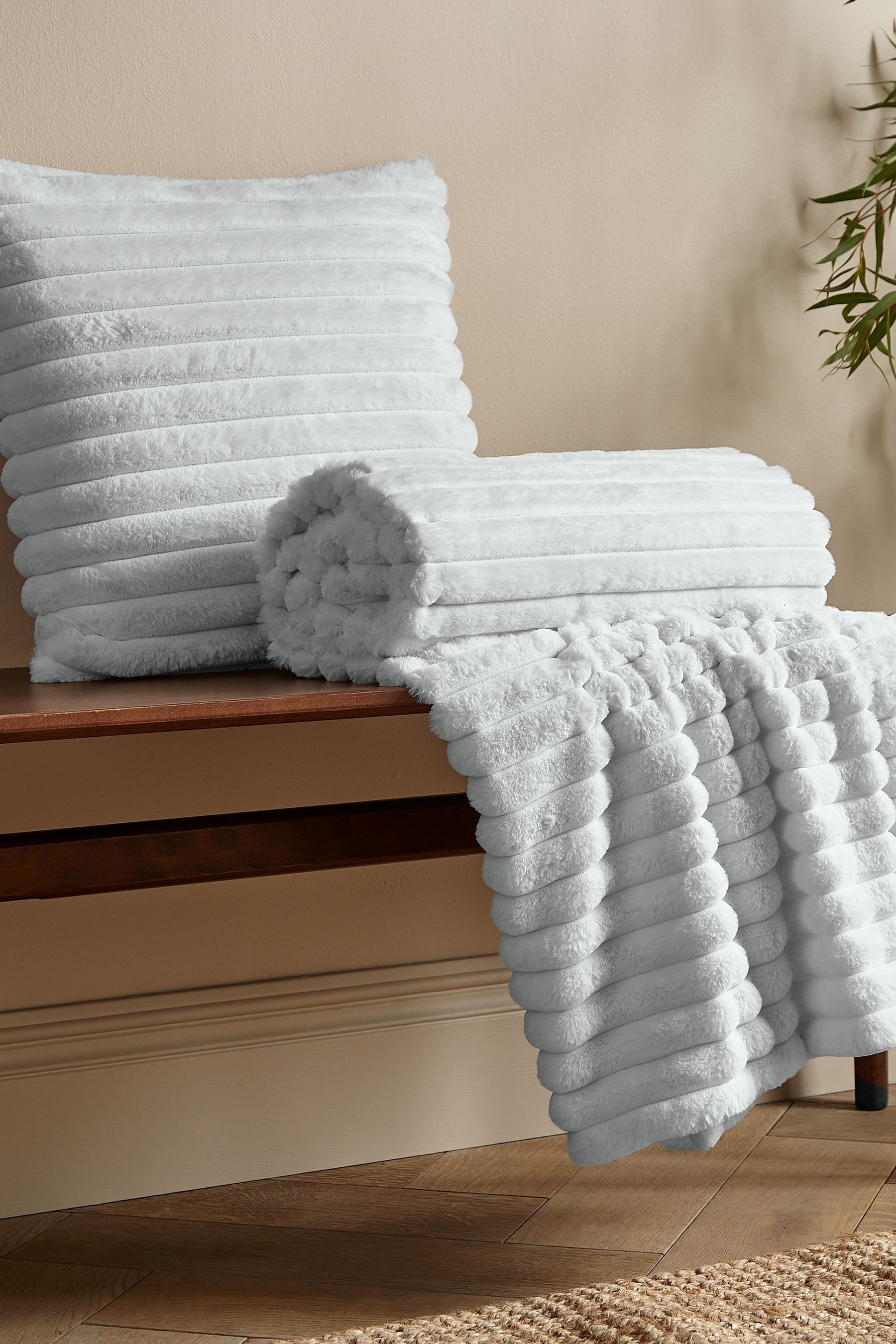 Buy Catherine Lansfield Soft and Cosy Ribbed Faux Fur Throw from the ...