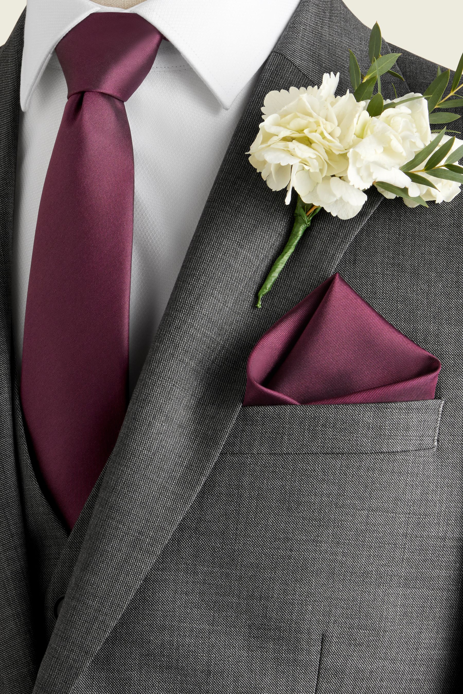 Buy Burgundy Red Silk Tie And Pocket Square Set from the Next UK online ...