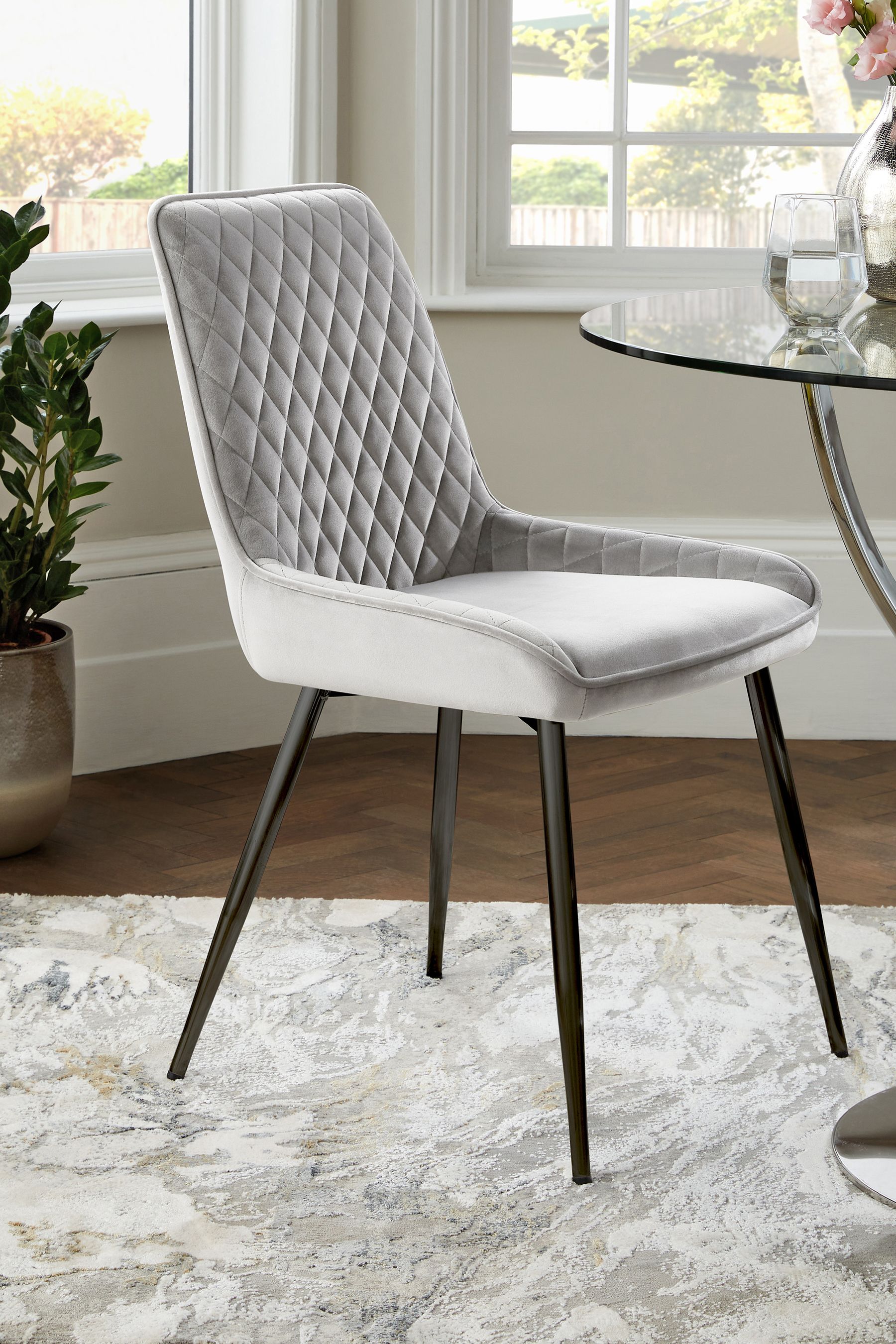 Buy Set of 2 Soft Velvet Mid Grey Black Leg Black Hamilton Non Arm ...