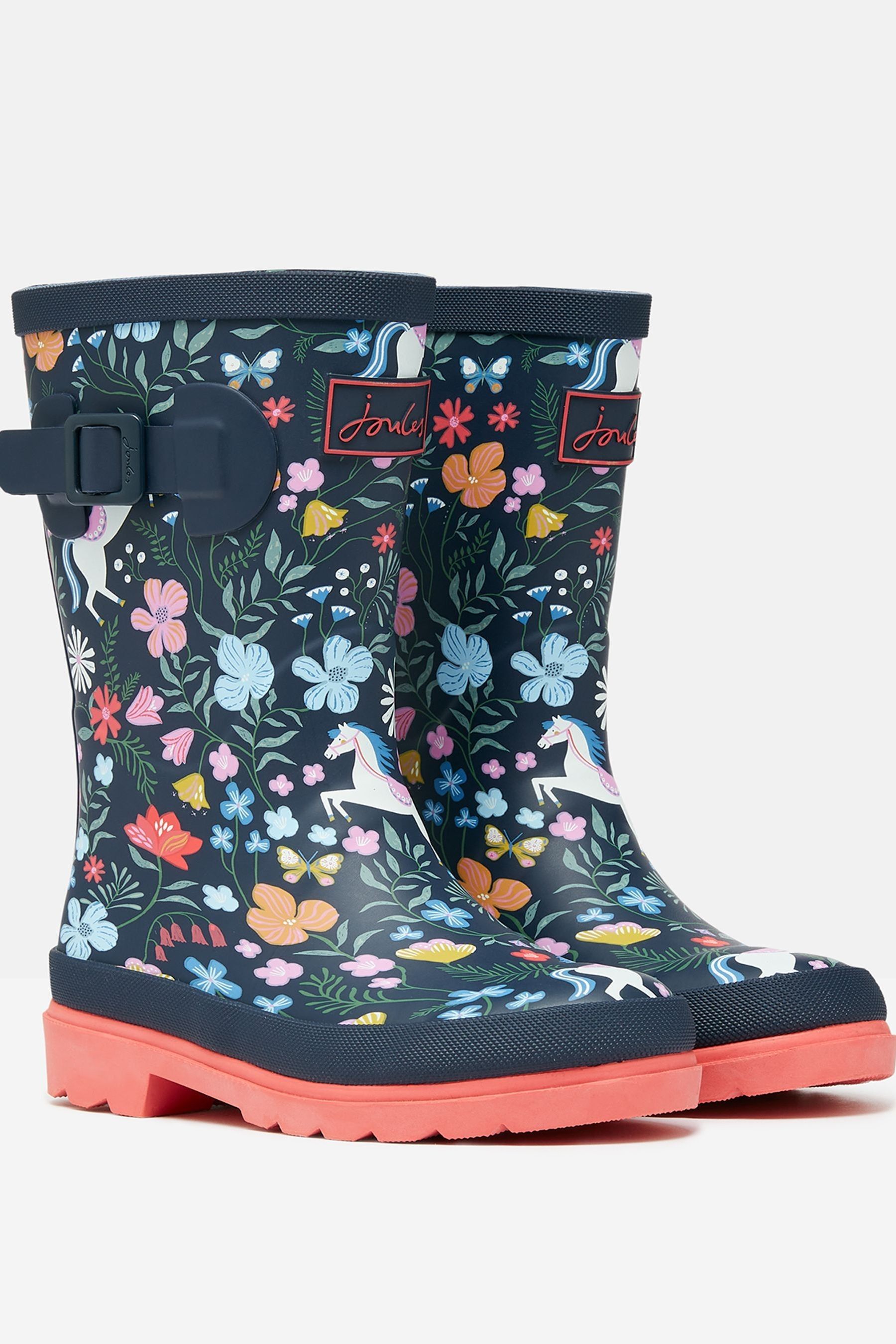Buy Joules Jnr Navy Blue Printed Wellies from the Next UK online shop