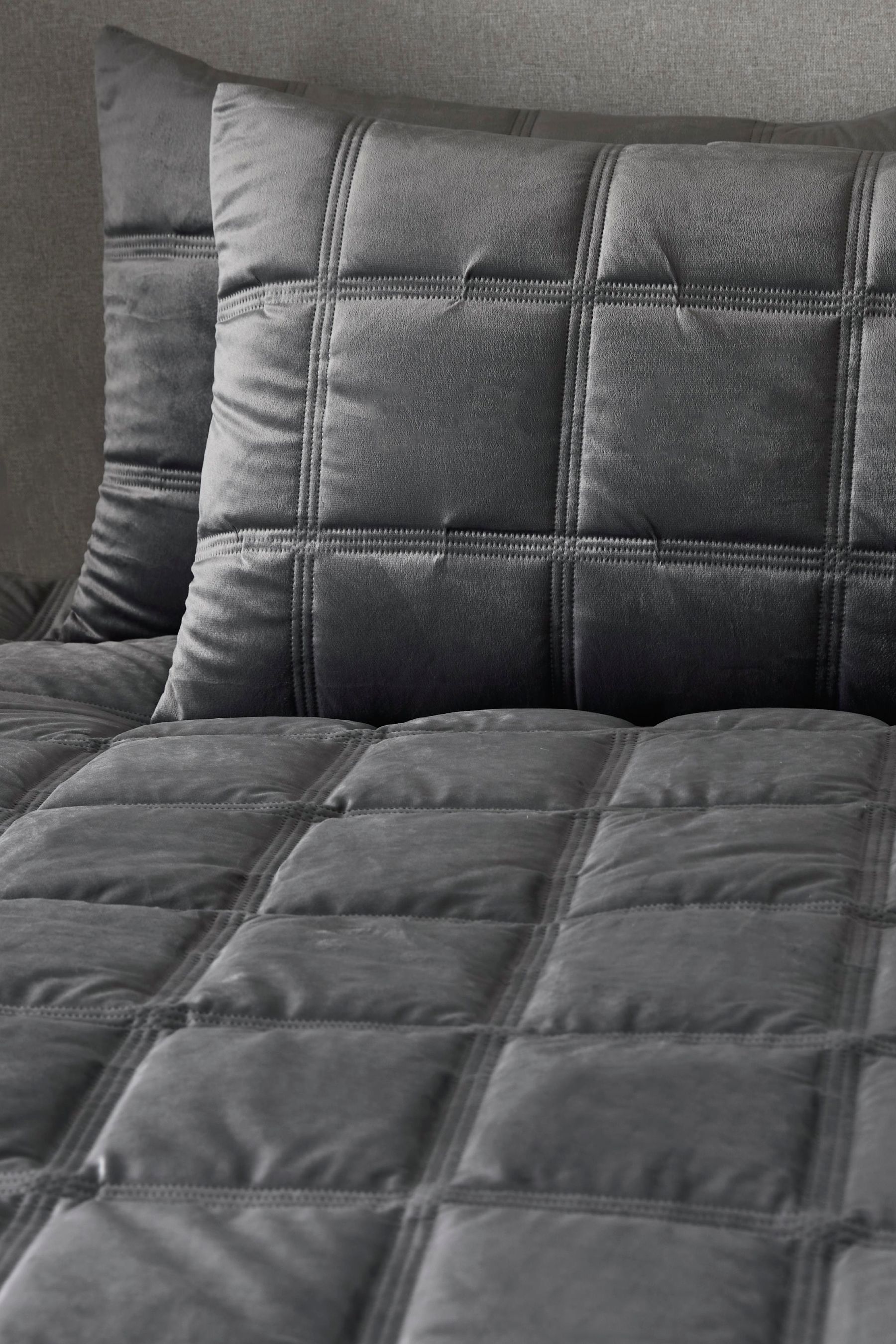 Buy Soiree Grey Brighton Square Velvet Duvet Cover and Pillowcase Set ...