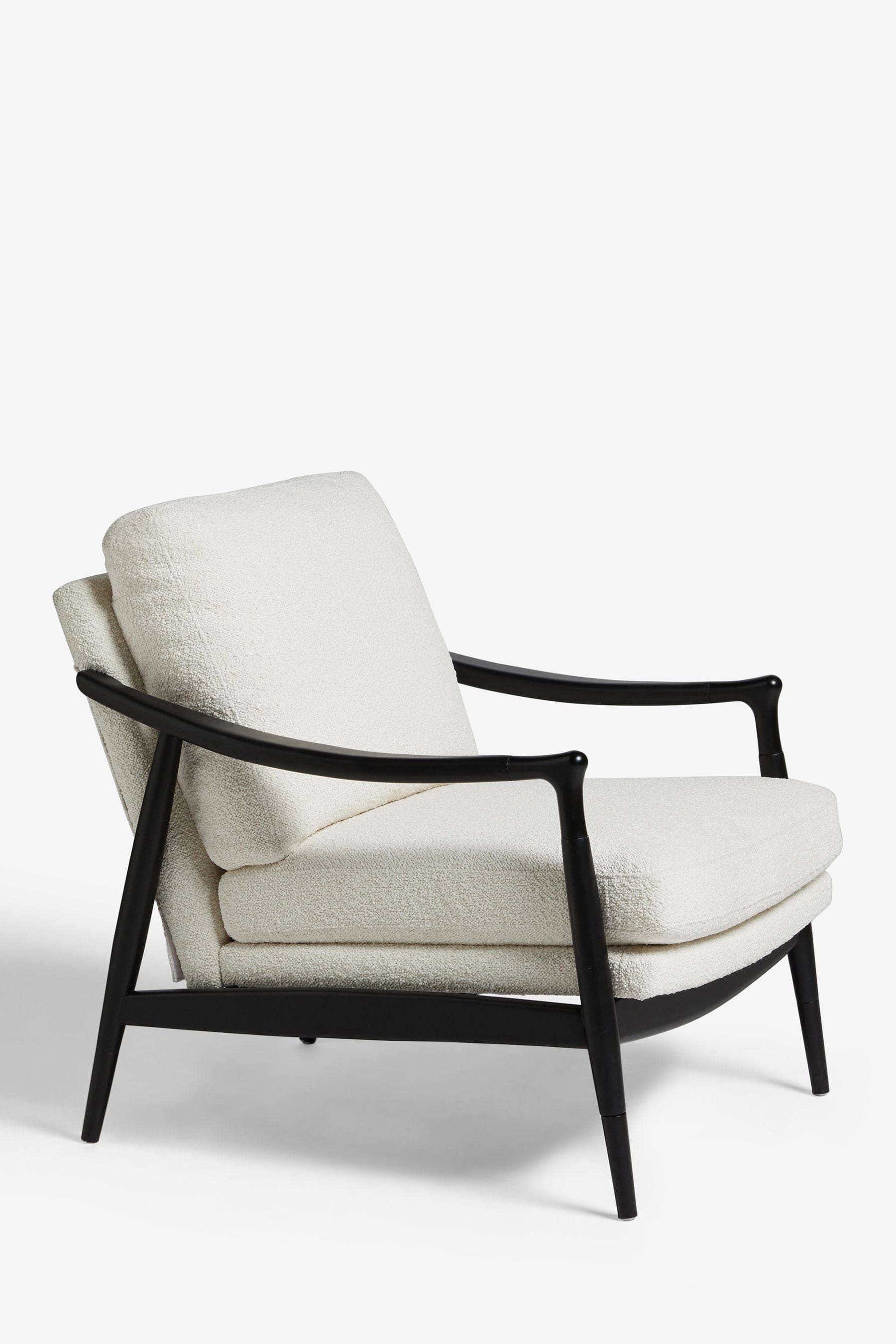 Buy Casual Boucle Oyster Natural Flinton Wooden Black Leg Accent Chair ...