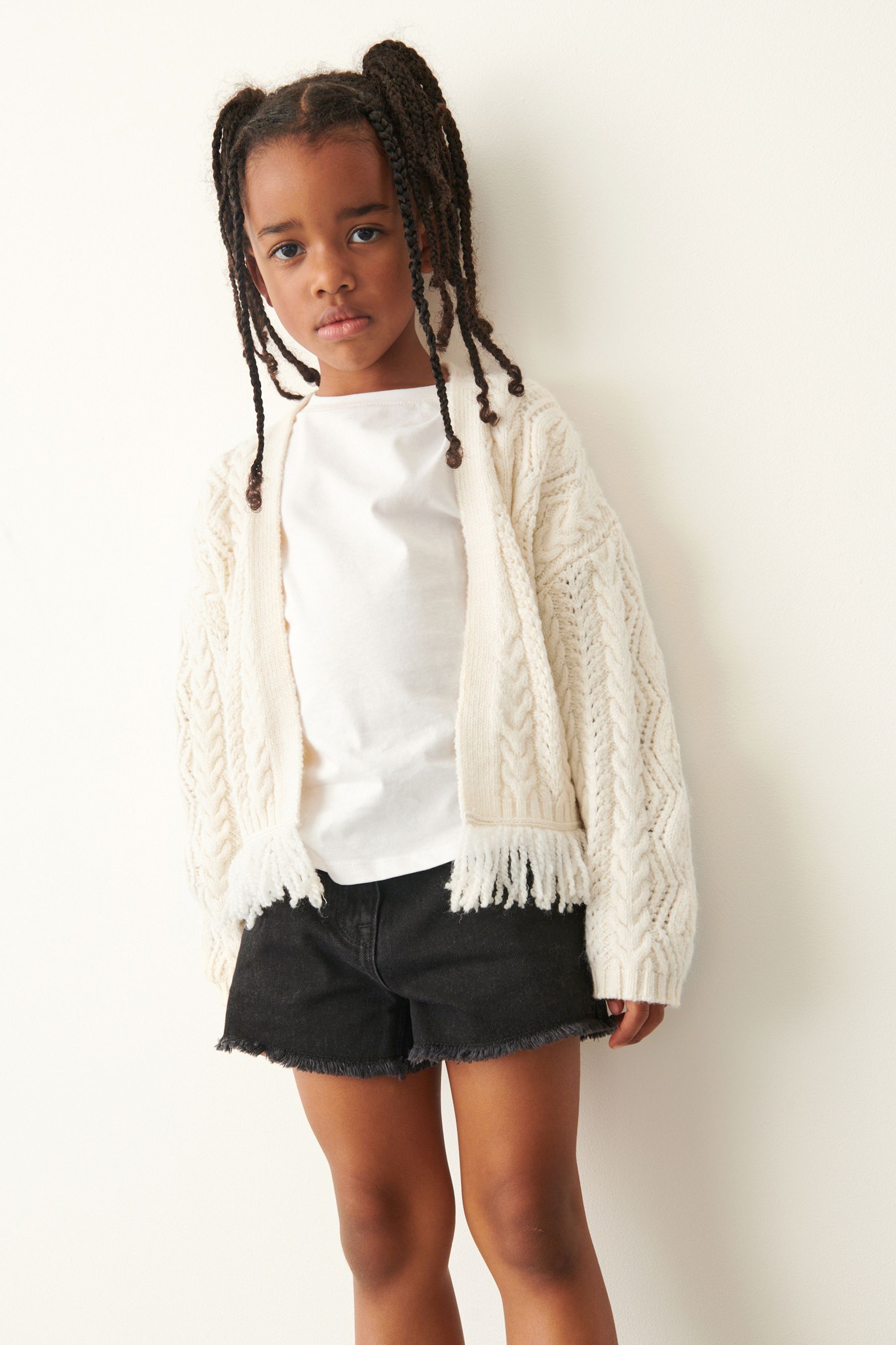 Buy Black Regular Length Frayed Edge Shorts (3-16yrs) from the Next UK ...
