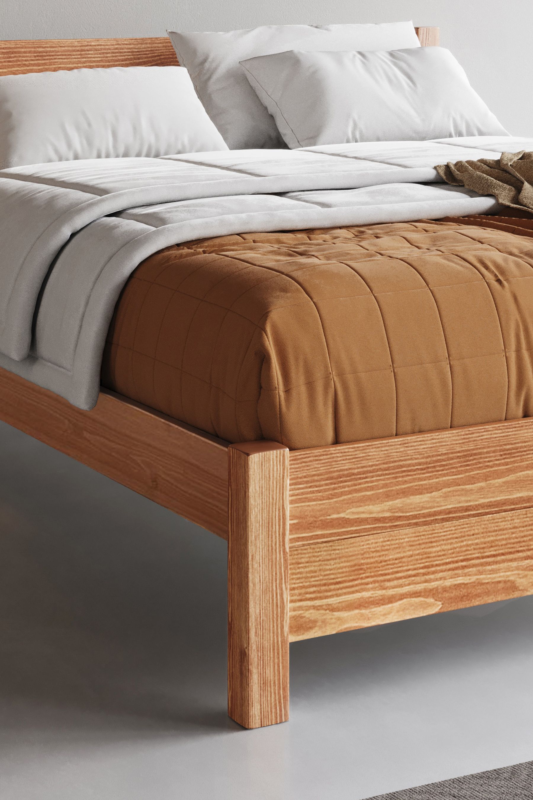 Buy Get Laid Beds Honey Oxford Square Leg Solid Wood Bed Combo from the ...