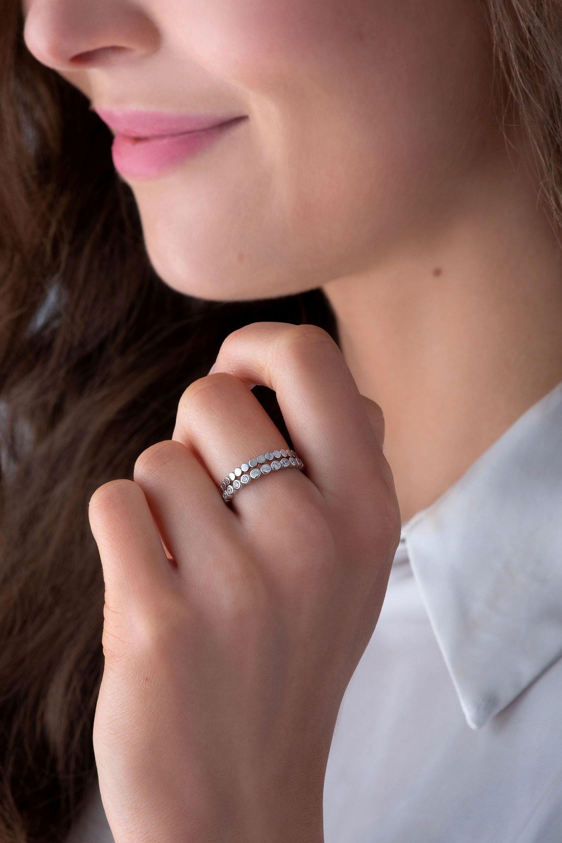 Buy Beaverbrooks Sterling Silver Cubic Zirconia Bubble Stacking Ring from the Next UK online shop