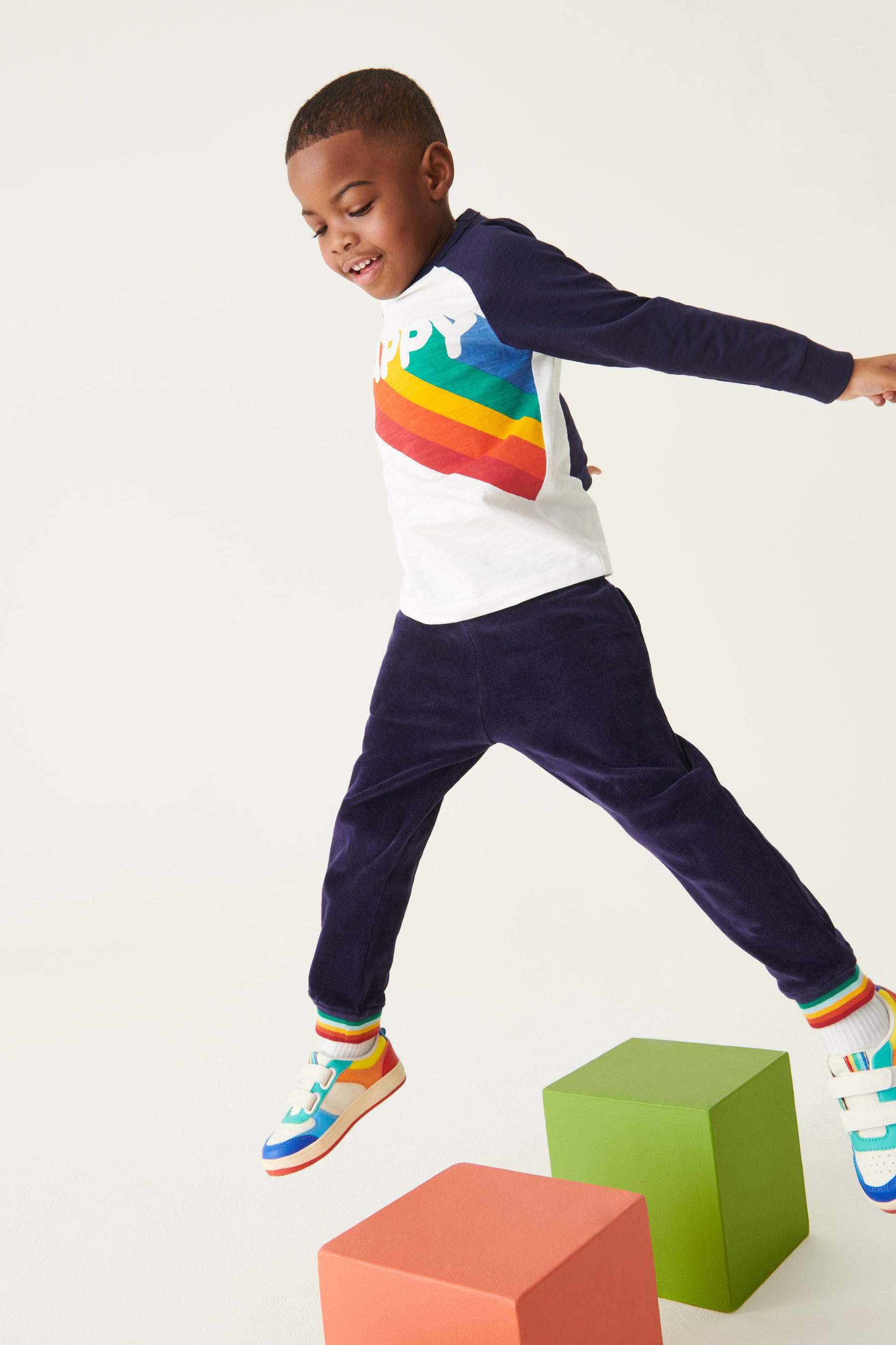 Buy Little Bird by Jools Oliver Navy Happy Long Sleeve Colourful T ...