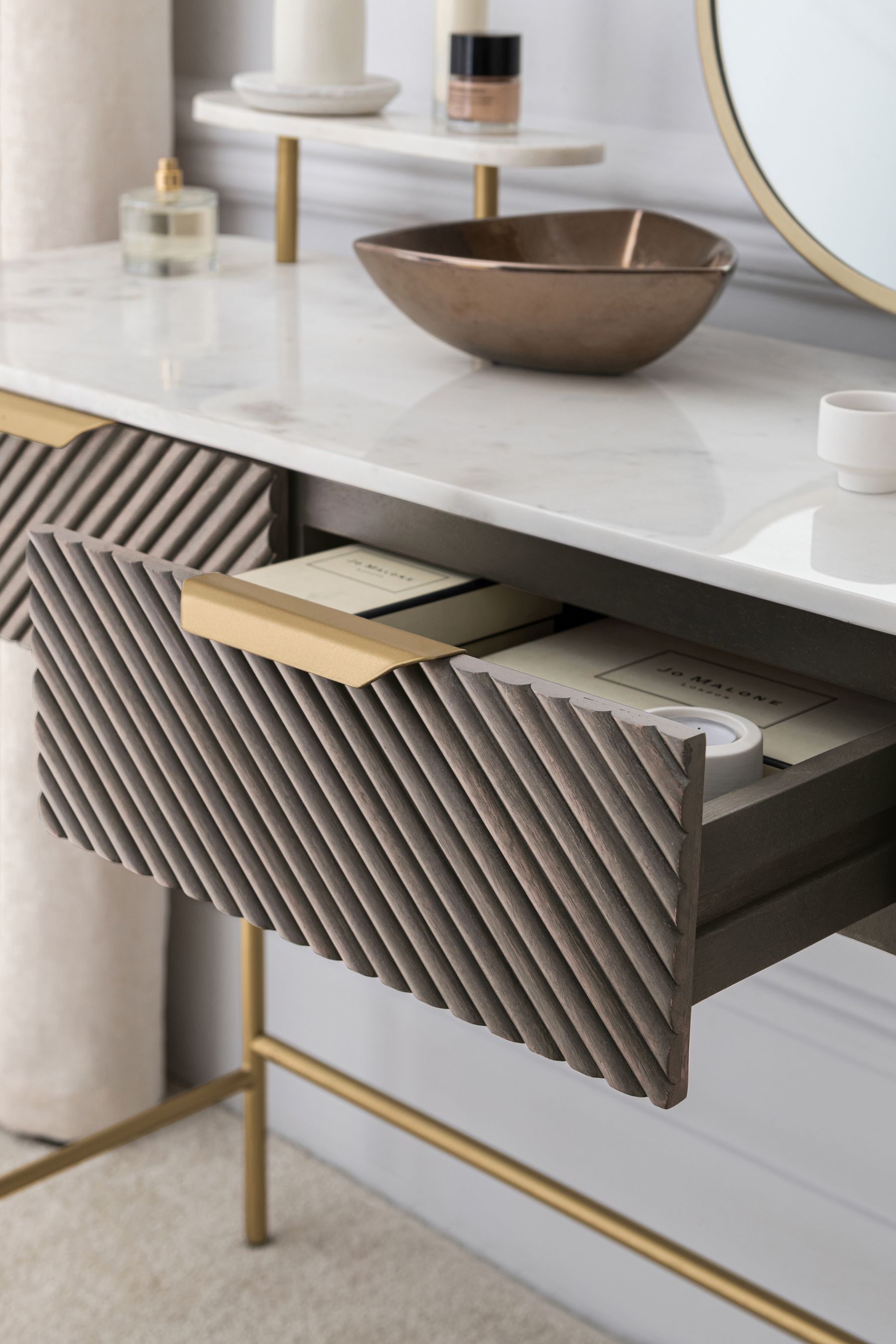 Buy Dark Grey Valencia Marble Mango Wood Dressing Table from the Next ...