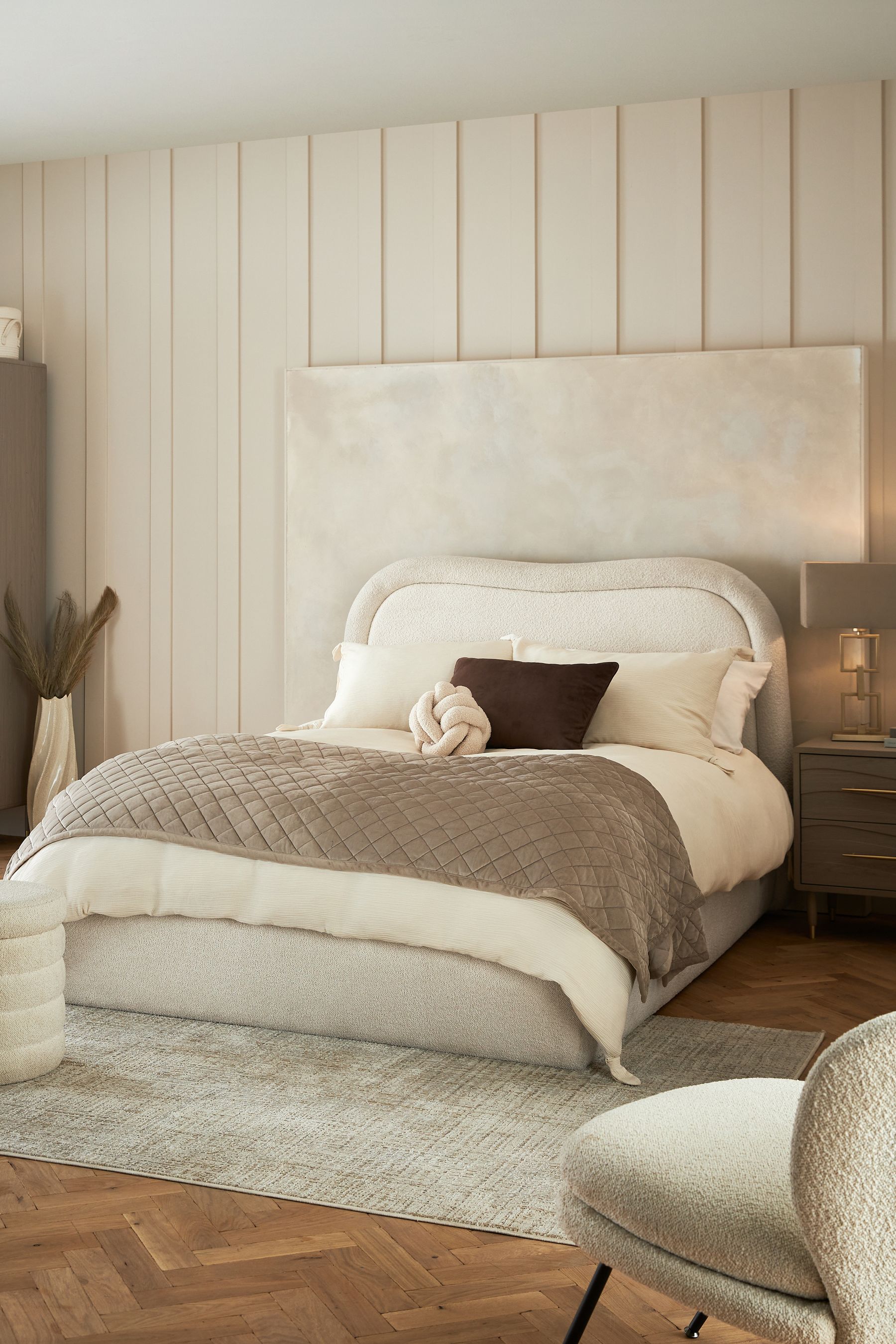 Buy Casual Boucle Natural Oyster Otis Upholstered Ottoman Storage Bed ...