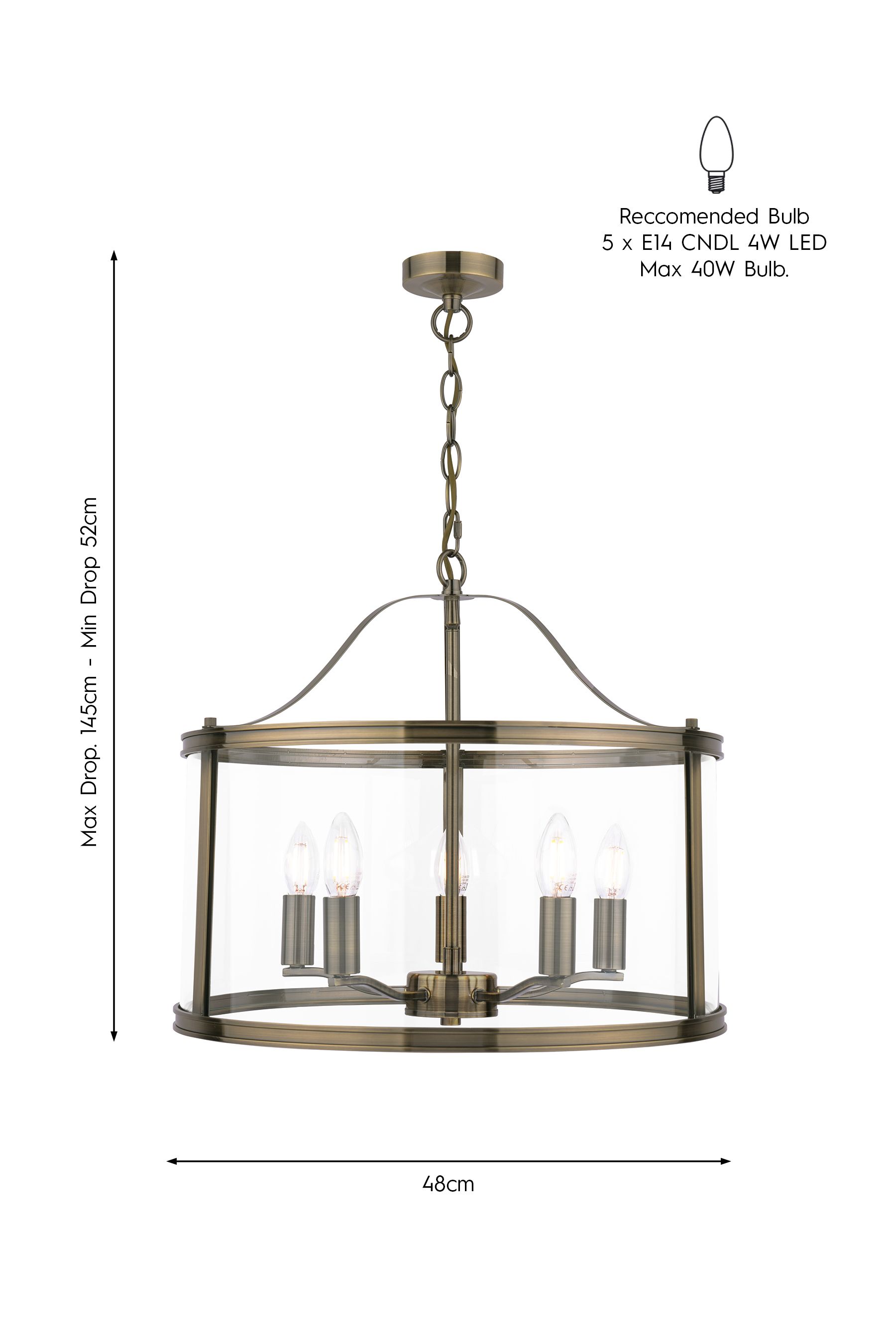 Buy Laura Ashley Brass Harrington 5 Light Pendant Ceiling Light from ...