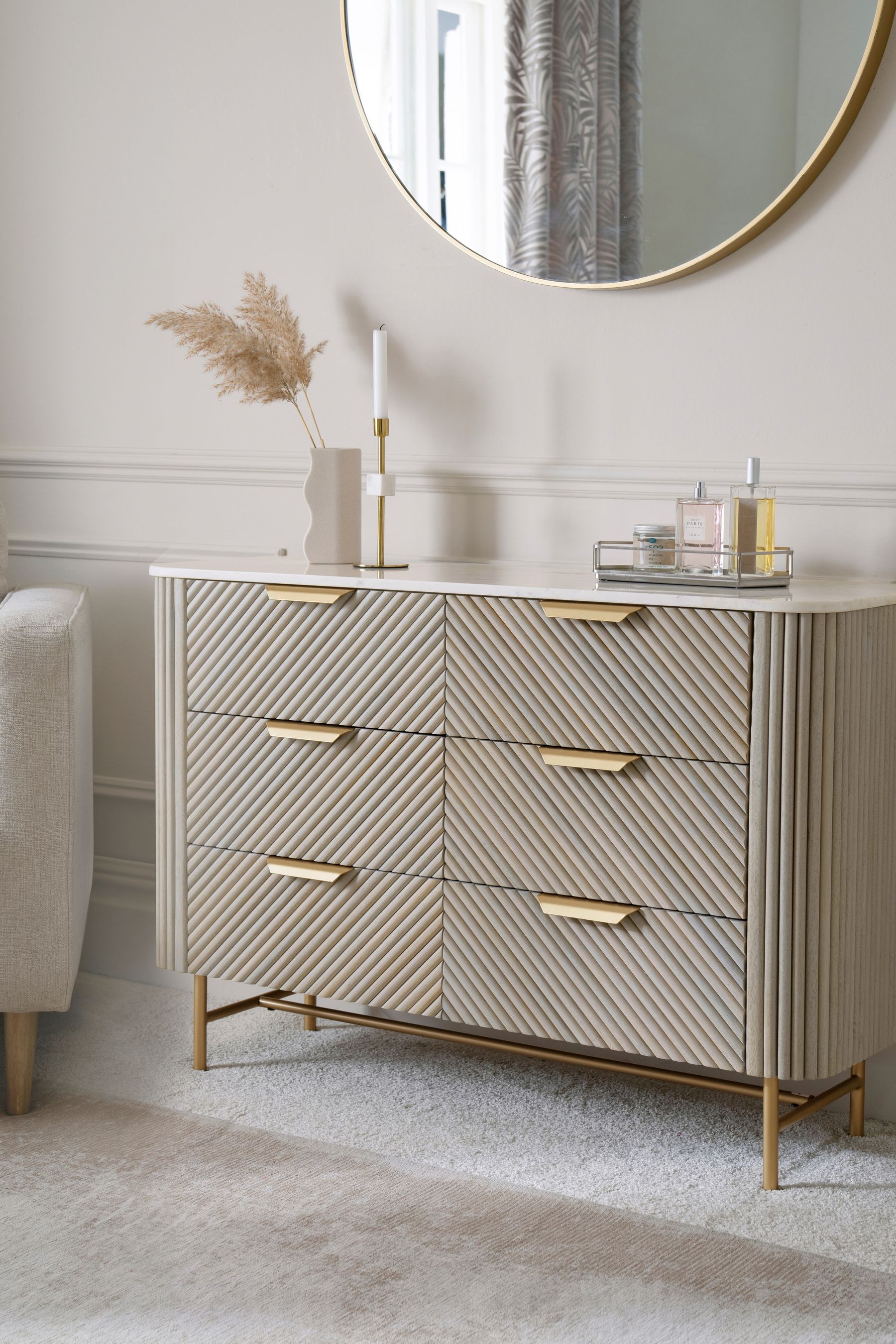 Buy Light Grey Valencia Mango 6 Drawer Chest of Drawers from the Next ...