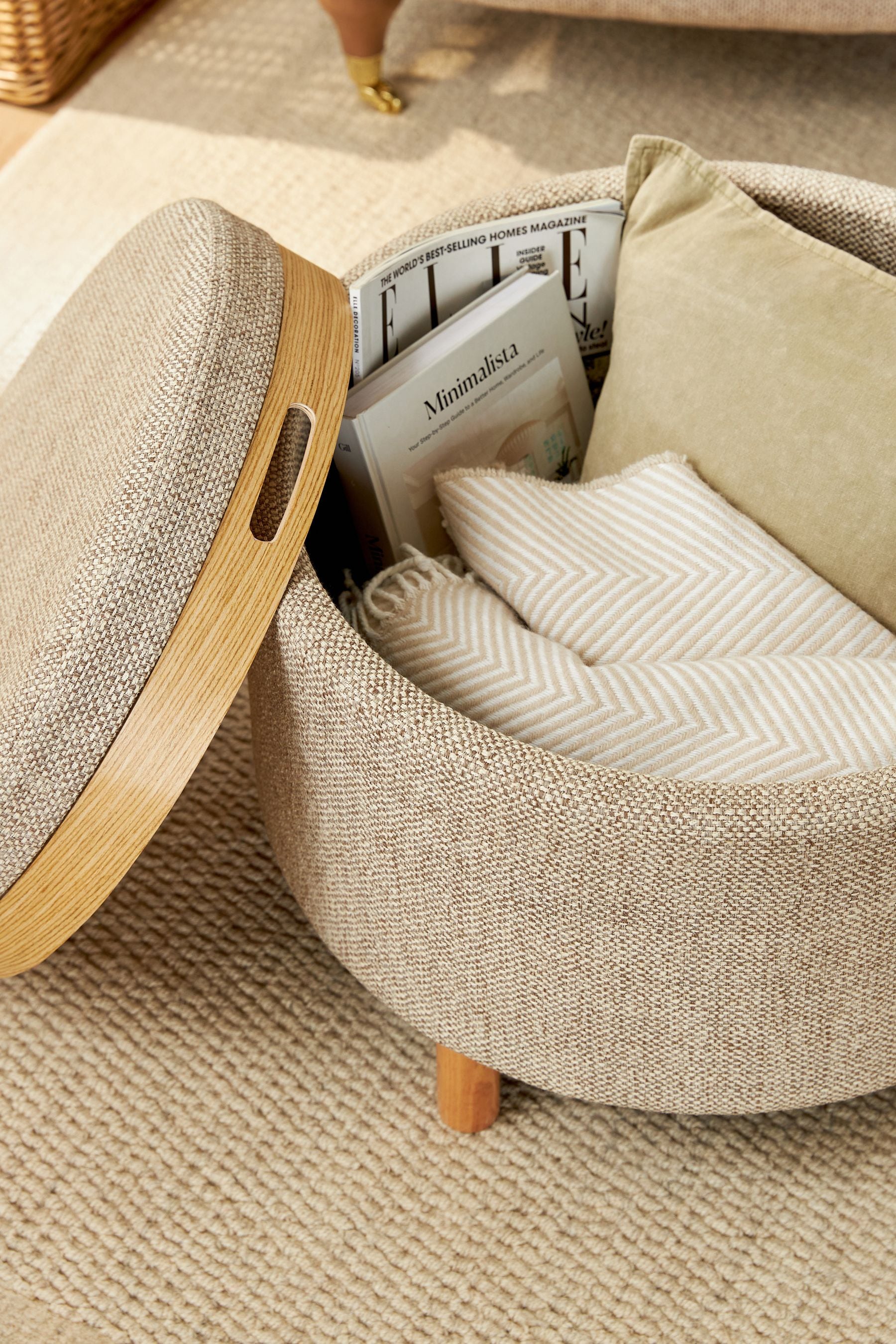 Buy Chunky Weave Mid Natural Ashton Storage Stool from the Next UK ...
