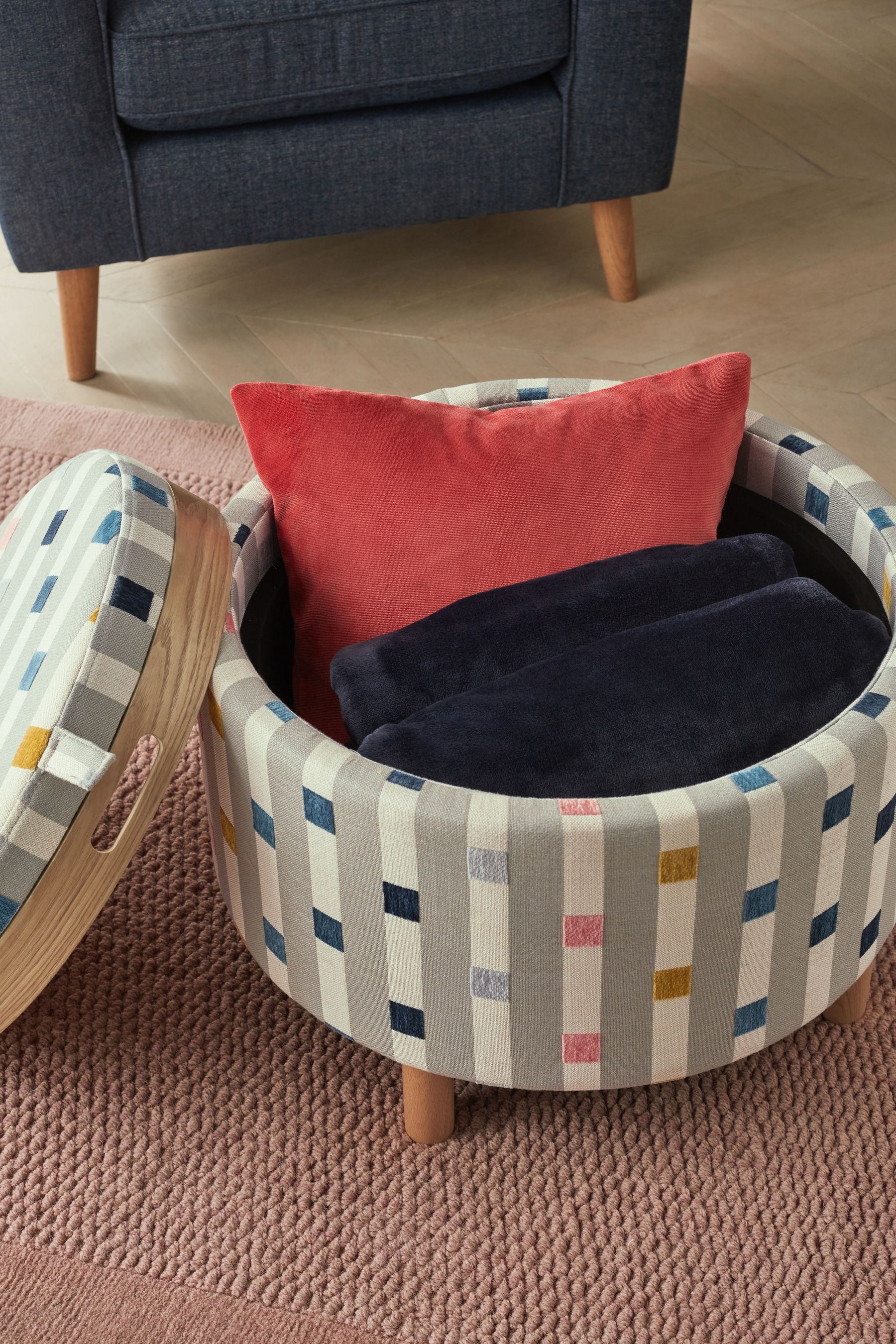 Buy Chunky Stripe Geo Grey Ashton Storage Stool from the Next UK online ...