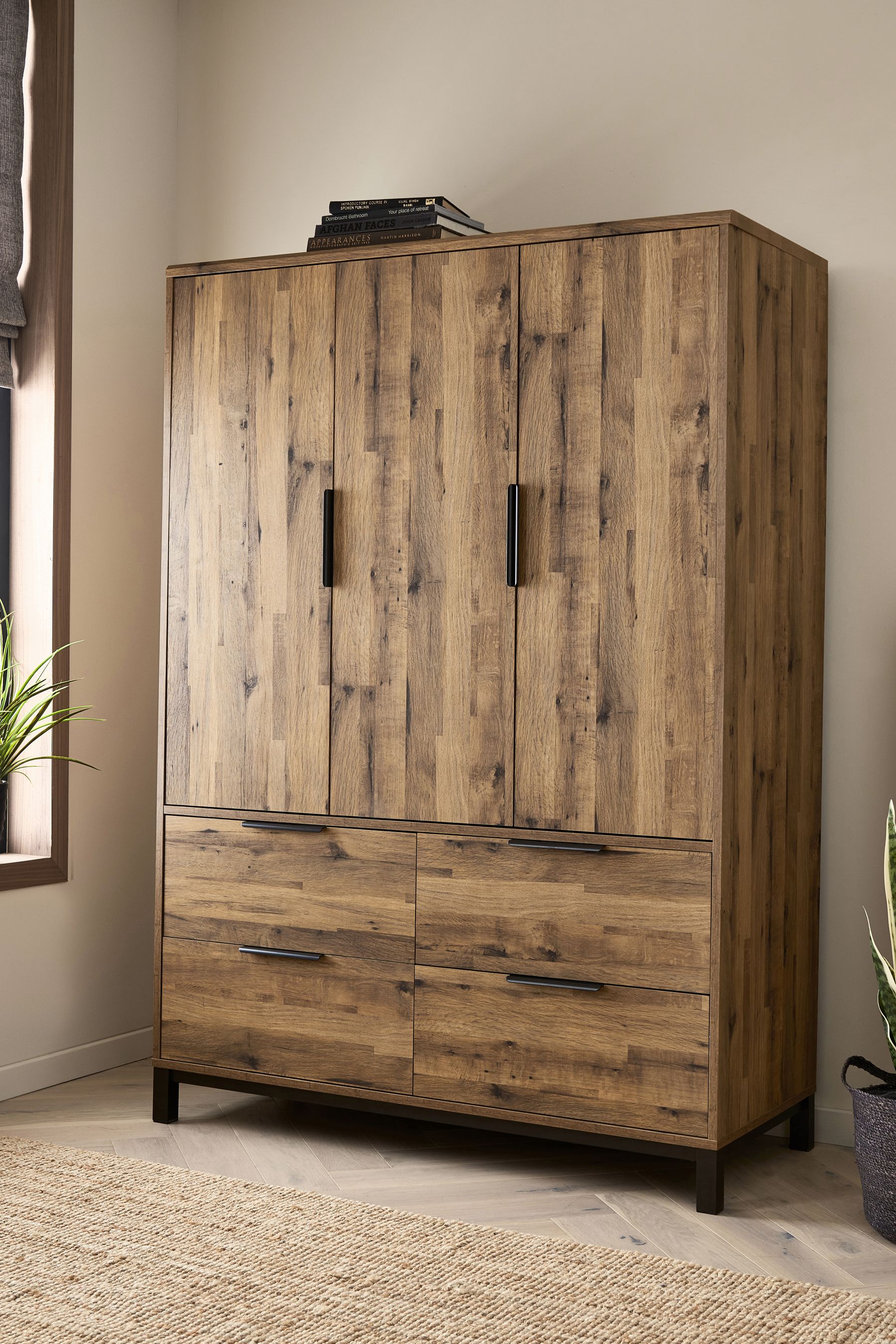Buy Dark Bronx Oak Effect Triple, 4 Drawers Wardrobe from the Next UK ...