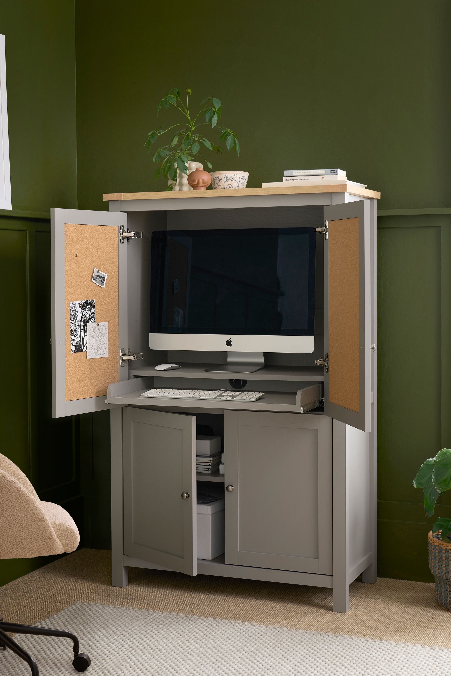 Buy Dove Grey Malvern Oak Effect Space Saving Hideaway Desk from the ...