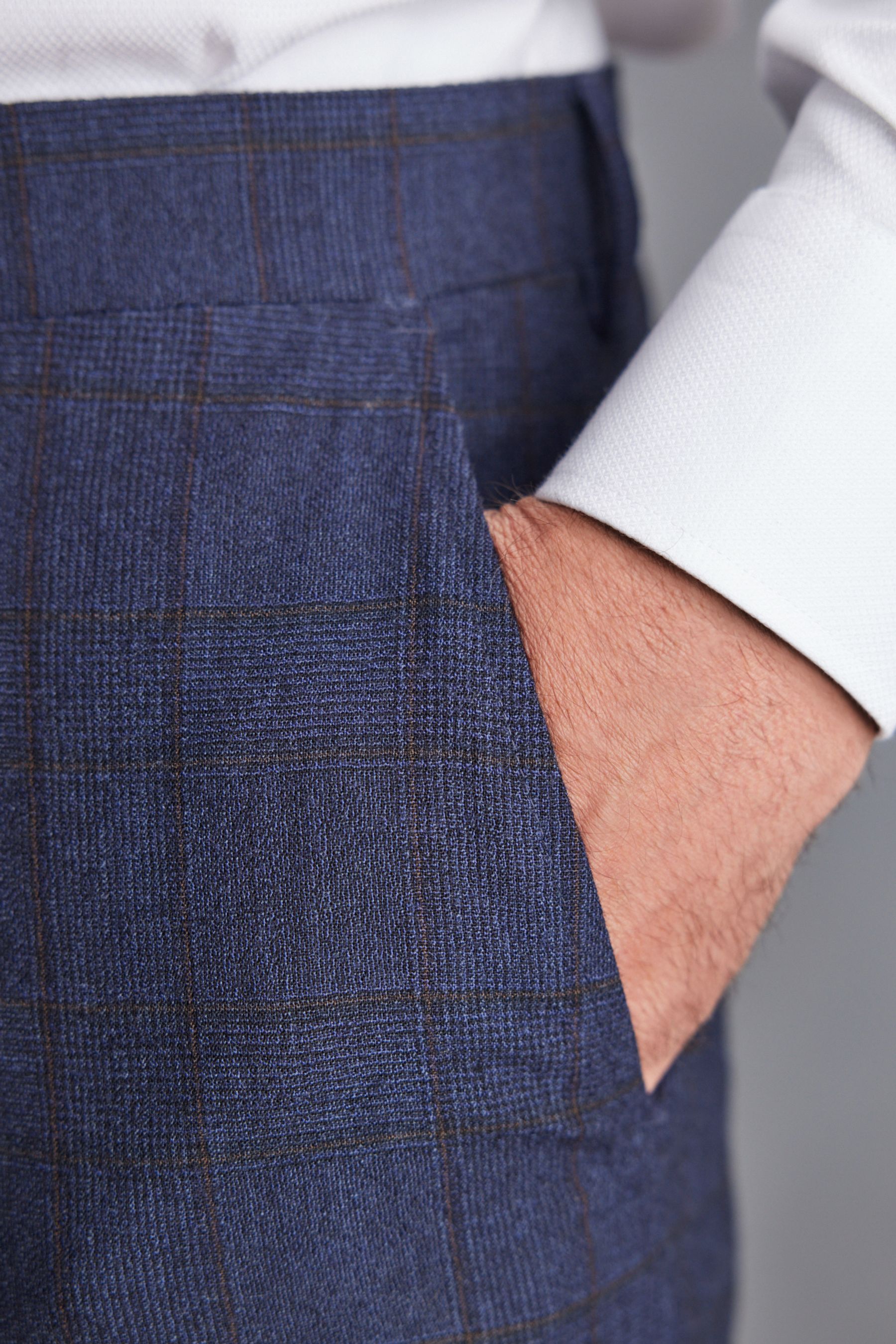 Buy Navy Signature Italian Fabric Check Suit: Trousers from the Next UK ...