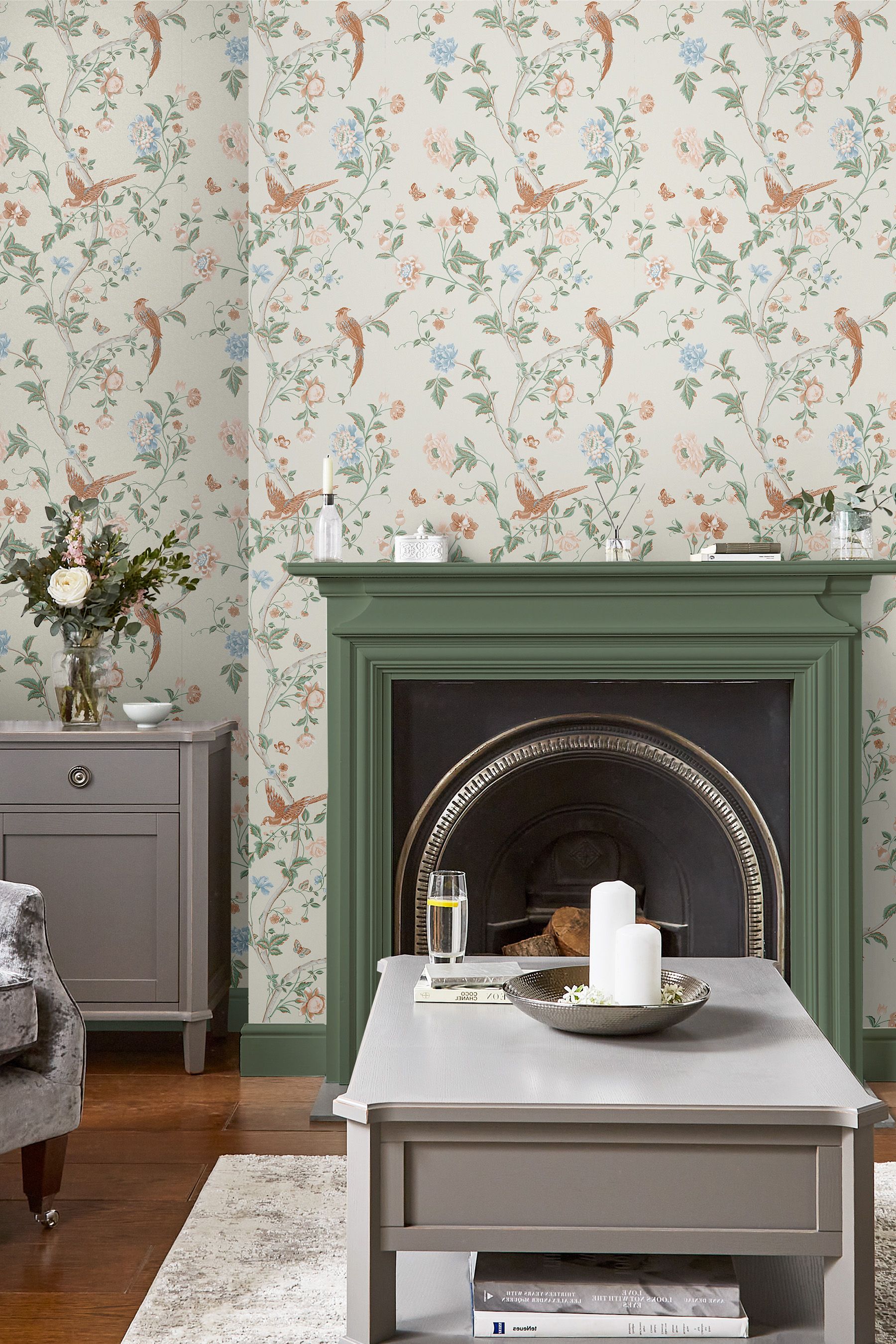 Buy Laura Ashley Sage Apricot Summer Palace A4 Wallpaper Sample from ...