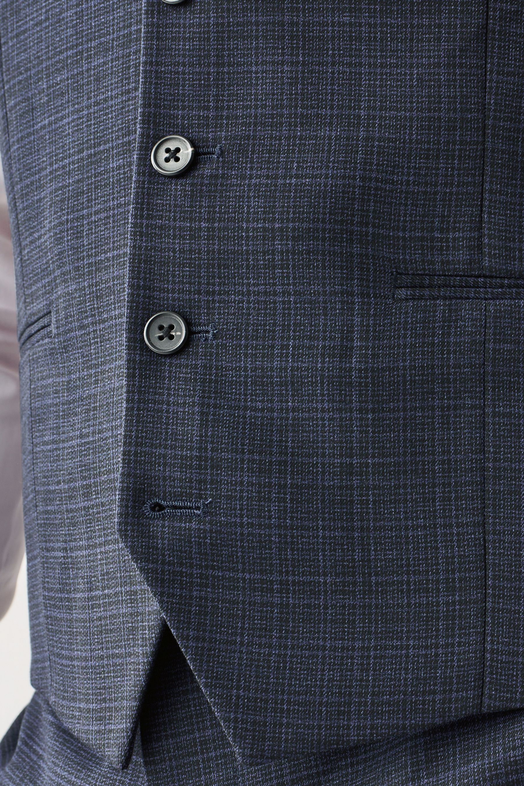 Buy Navy Blue Skinny Check Suit Waistcoat from the Next UK online shop