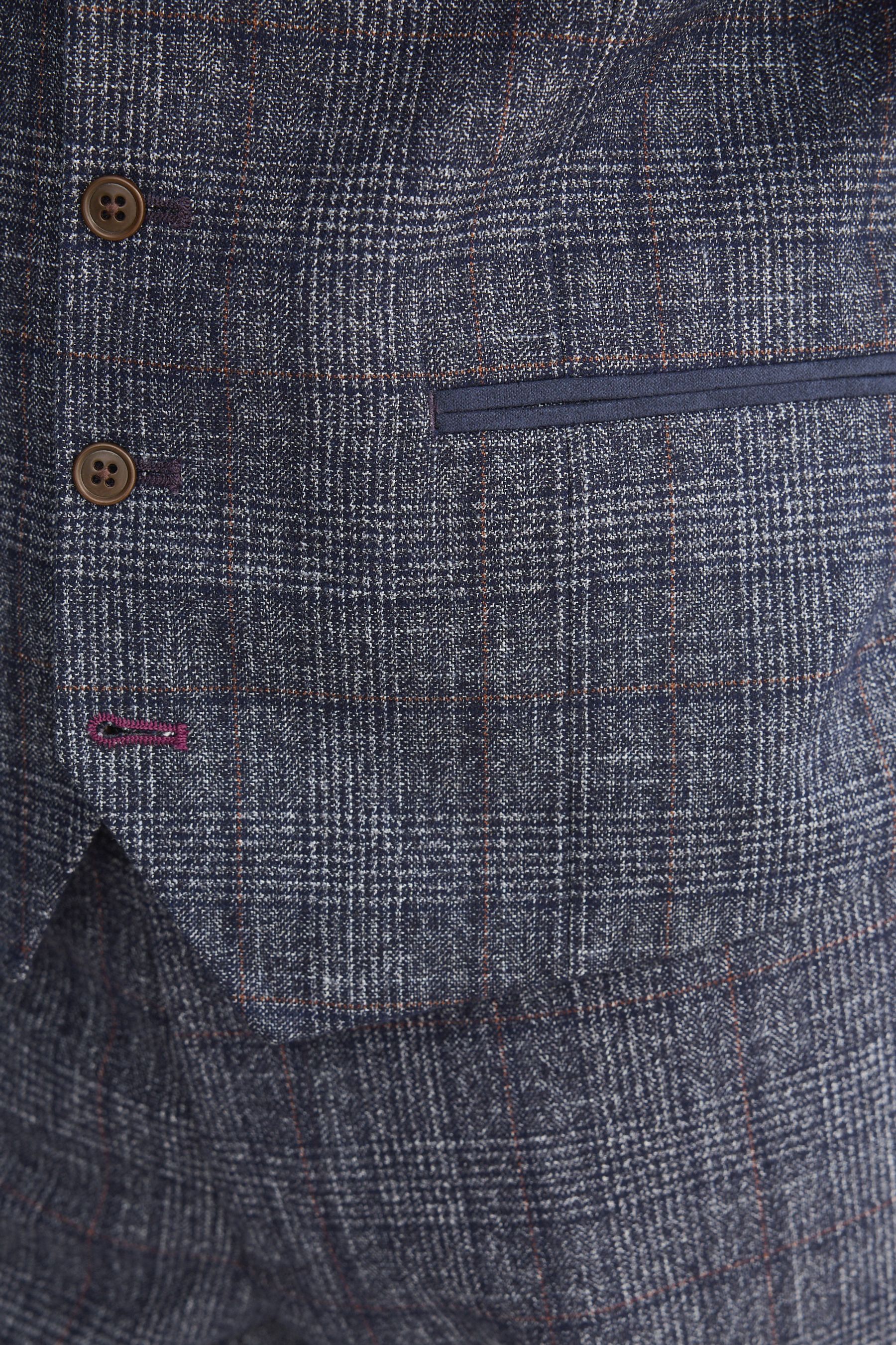 Buy Navy Blue Slim Fit Trimmed Check Waistcoat from the Next UK online shop